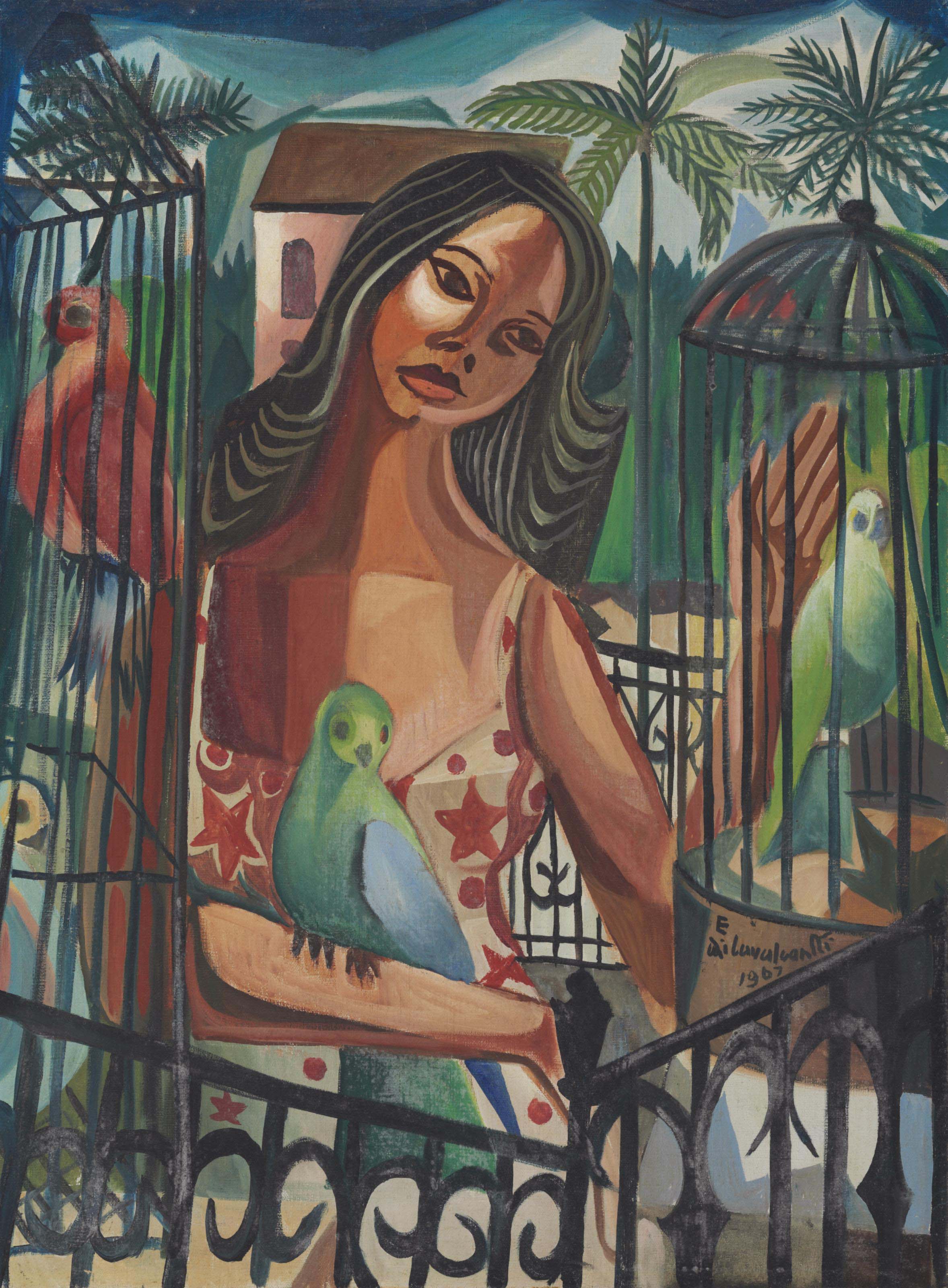 Emiliano di Cavalcanti (Brazilian 1897-1976) , Mulata e pássaros ...