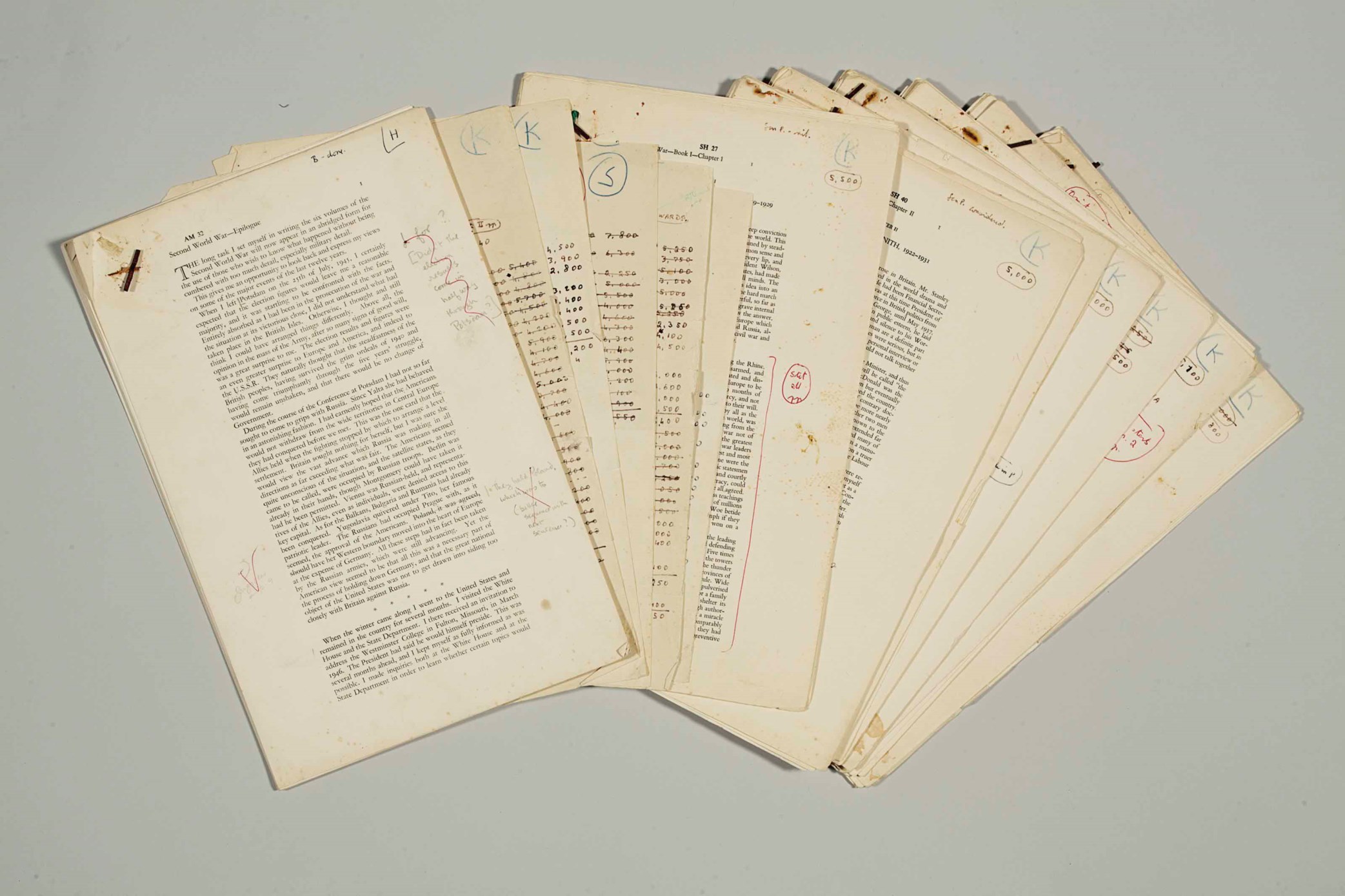 CHURCHILL, Winston S. Eight galley proofs of The Second World War used ...