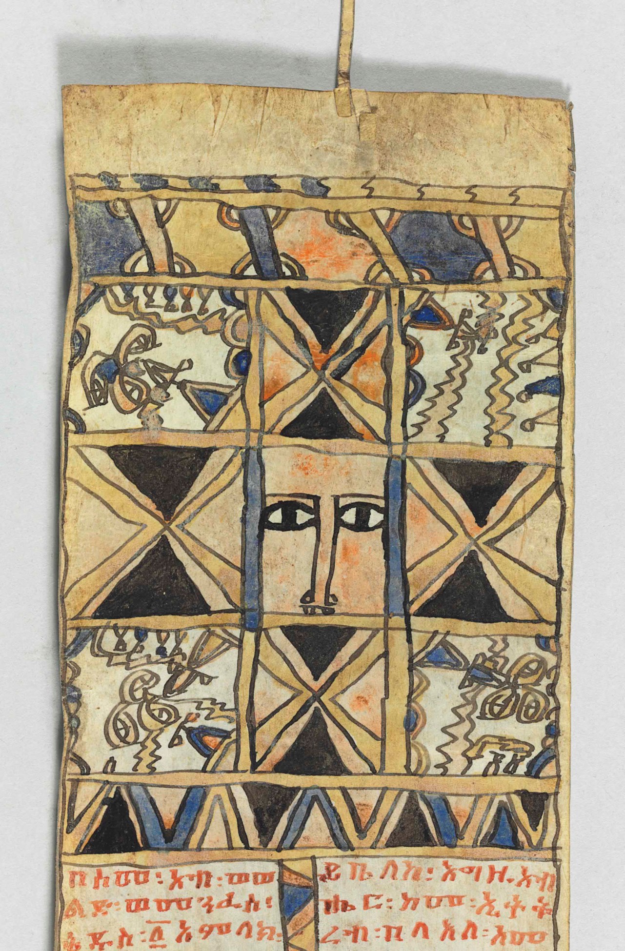 ETHIOPIC MAGIC SCROLL, In Ge'ez, PAINTED MANUSCRIPT ON VELLUM [Ethiopia ...