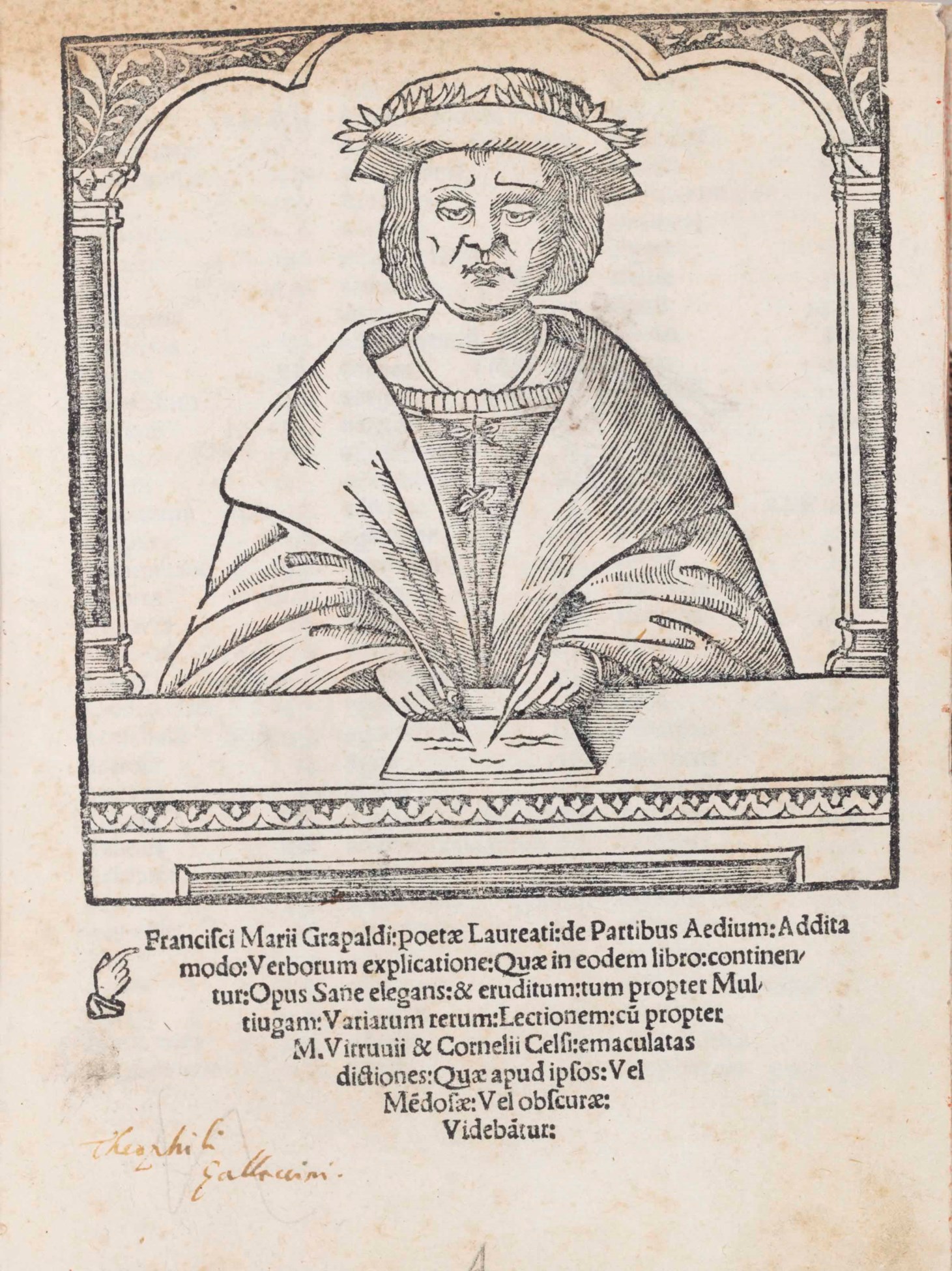 GRAPALDI, Francesco Maria (1465-1515). De partibus aedium. Parma ...