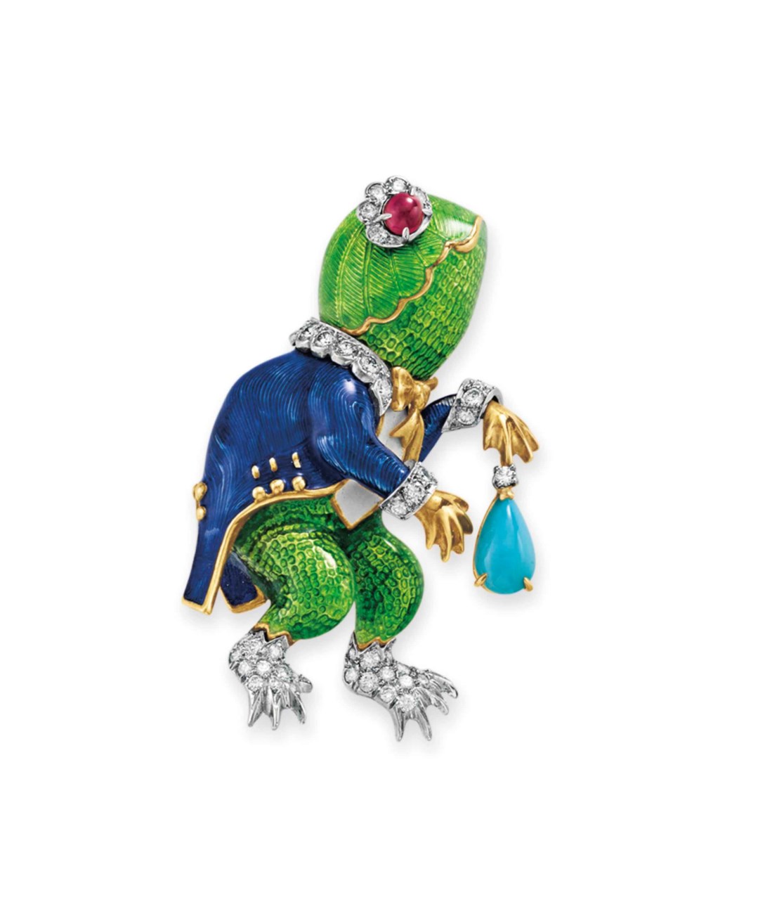 AN ENAMEL AND GEM-SET FROG BROOCH, BY DONALD CLAFLIN, TIFFANY & CO.