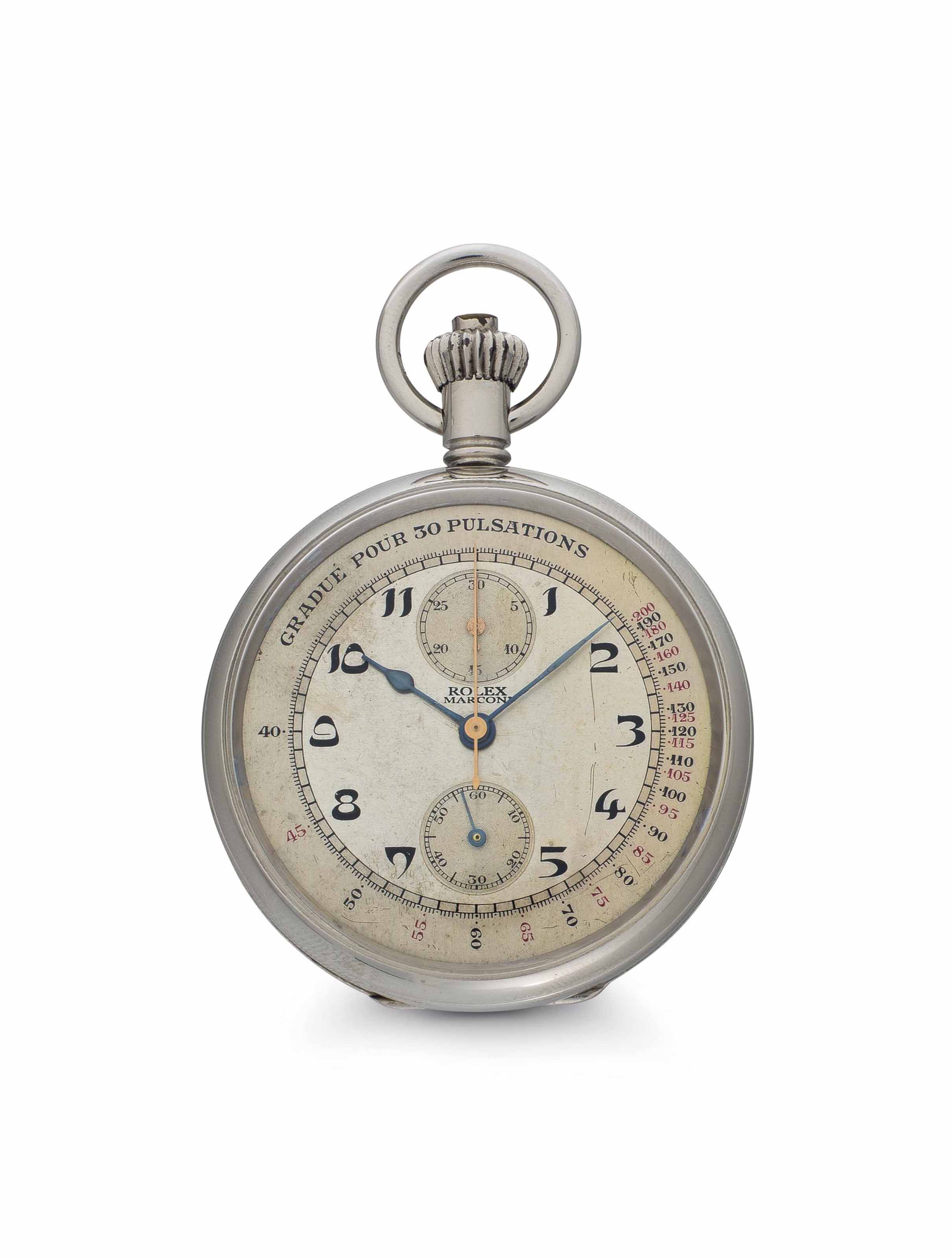 Rolex. An Unusual Stainless Steel Openface Keyless Lever Chronograph ...