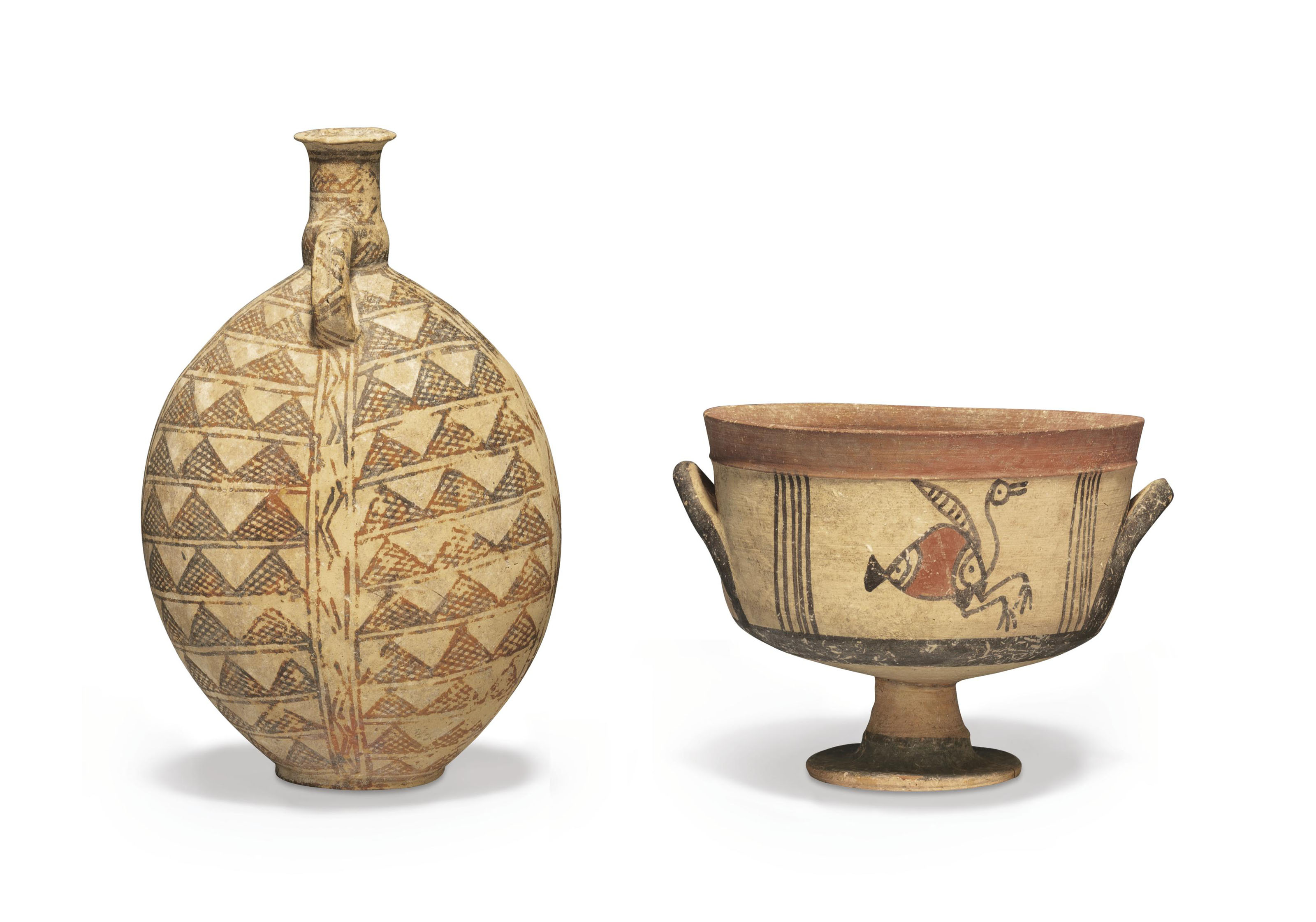 TWO CYPRIOT POTTERY VESSELS