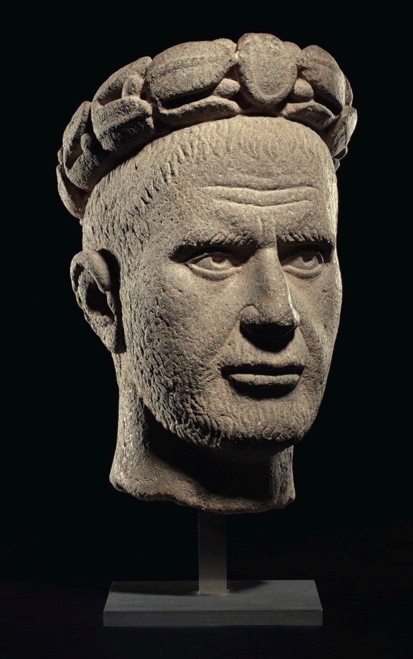 A ROMAN BASALT PORTRAIT HEAD OF THE EMPEROR PHILIP THE ARAB , REIGN 244 ...