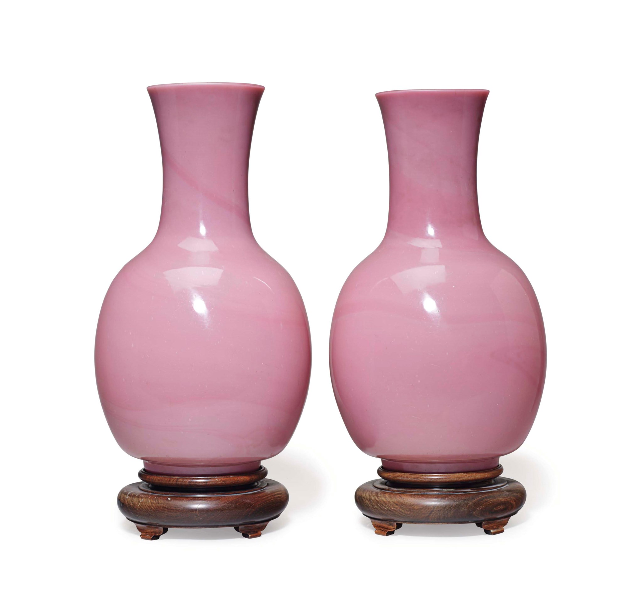 A PAIR OF LARGE CHINESE BEIJING GLASS VASES
