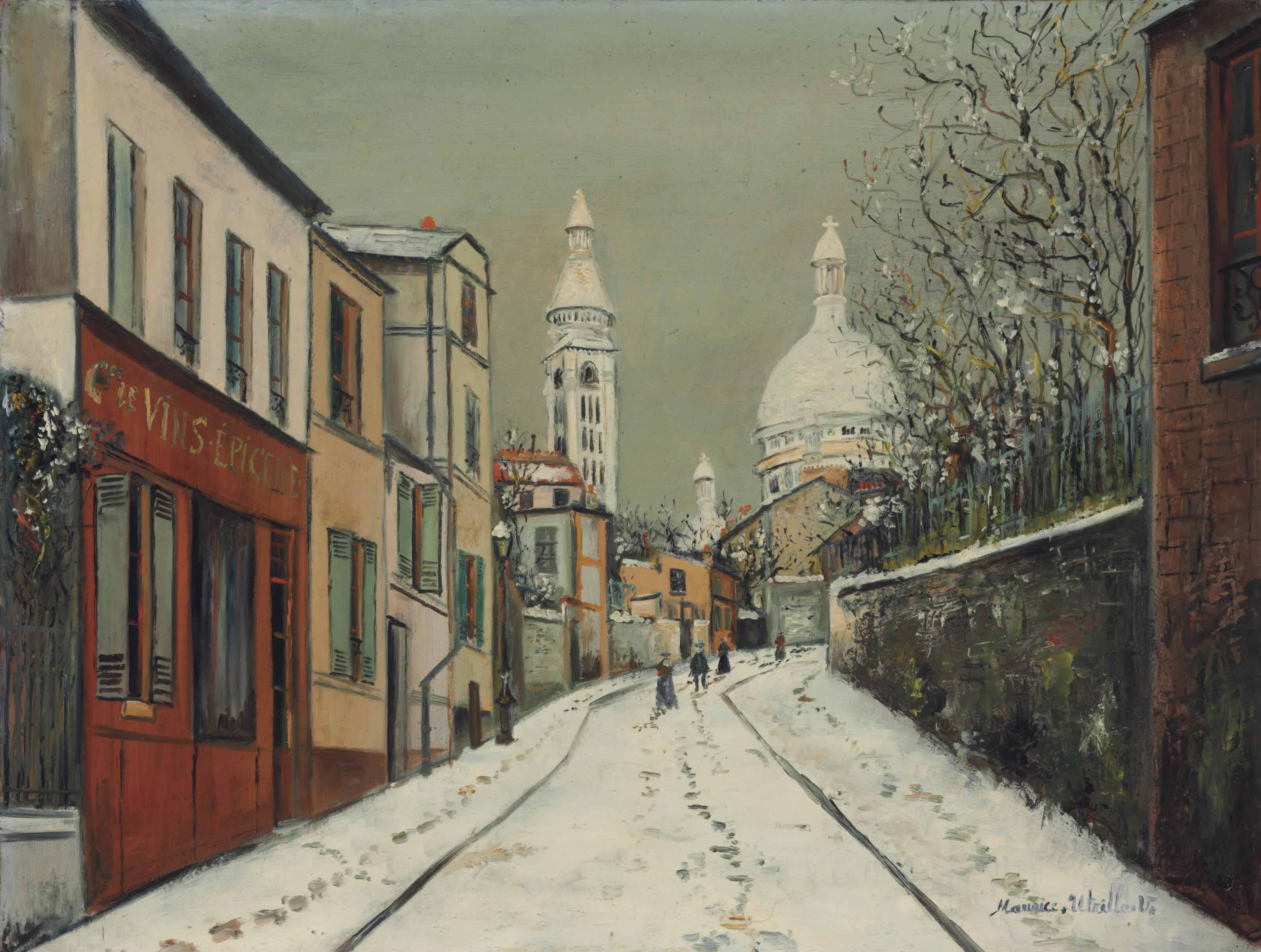 Maurice Utrillo (1883-1955) , Rue de l'Abreuvoir sous la neige | Christie's
