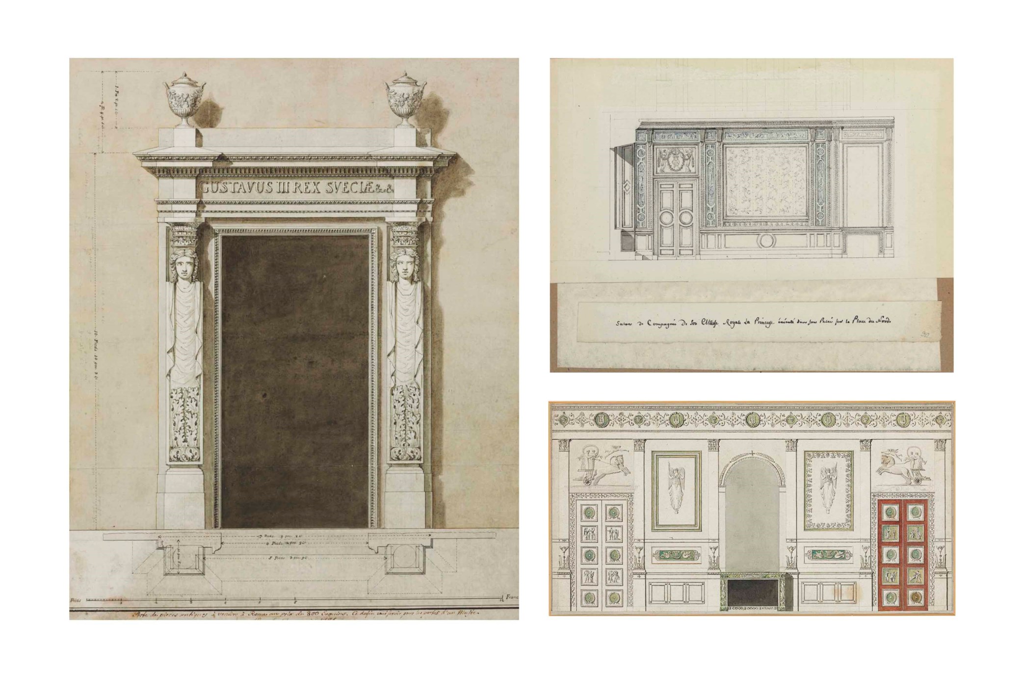 Attributed to Jean Demosthene Dugourc (Versaille 1749-1825 Paris) , Two ...