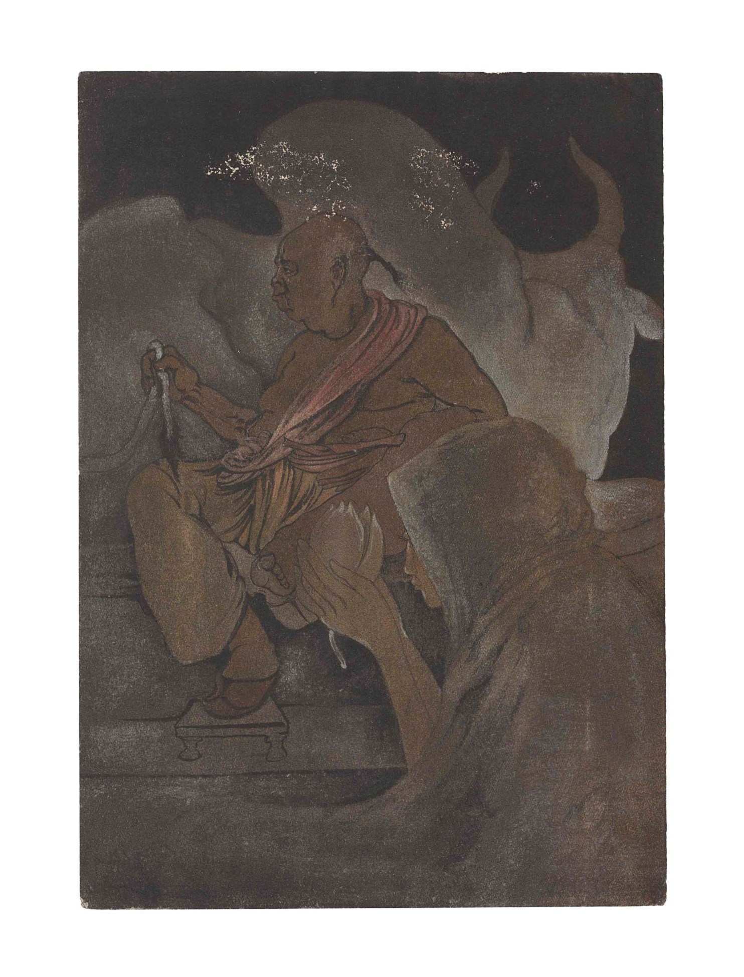 ABANINDRANATH TAGORE (1871-1951) , Untitled (Priest with Bull and ...