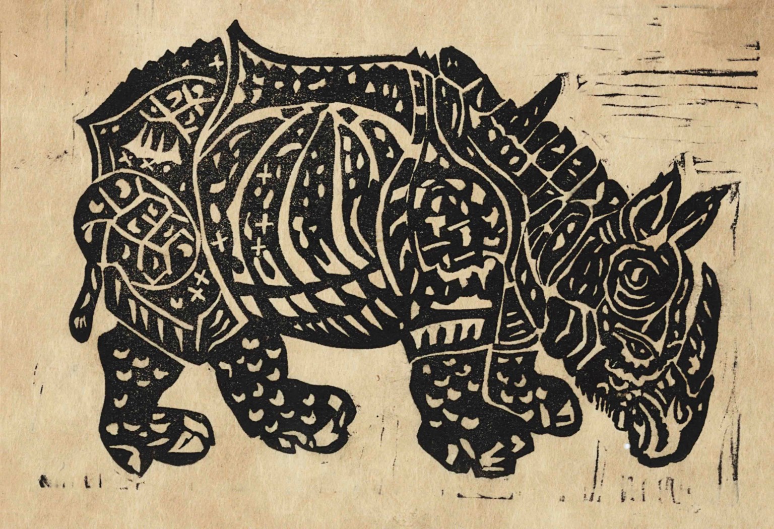 NANDALAL BOSE (1882-1966) , Untitled (Rhinoceros, an illustration for ...