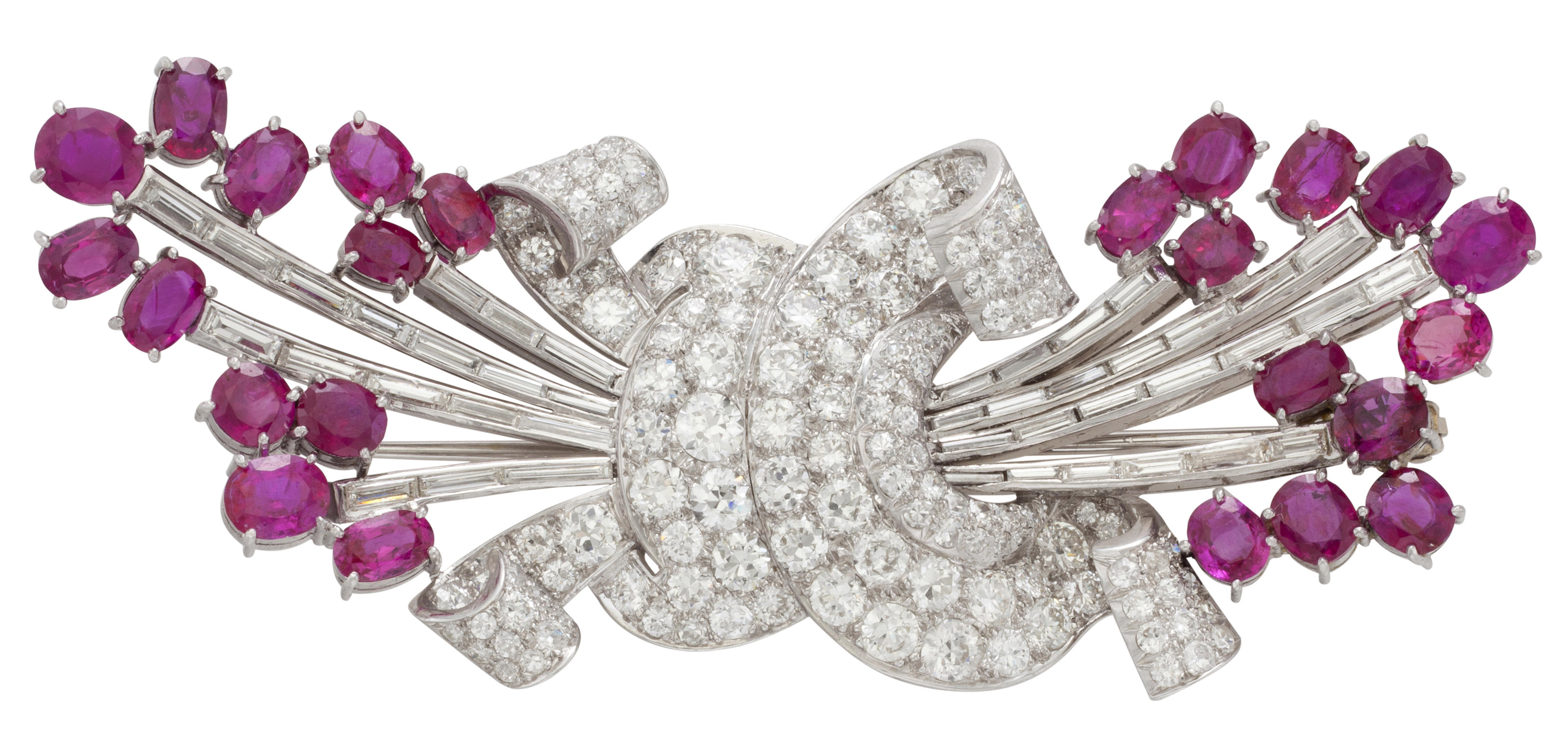 A LATE ART DECO DIAMOND AND RUBY BROOCH, | Christie’s