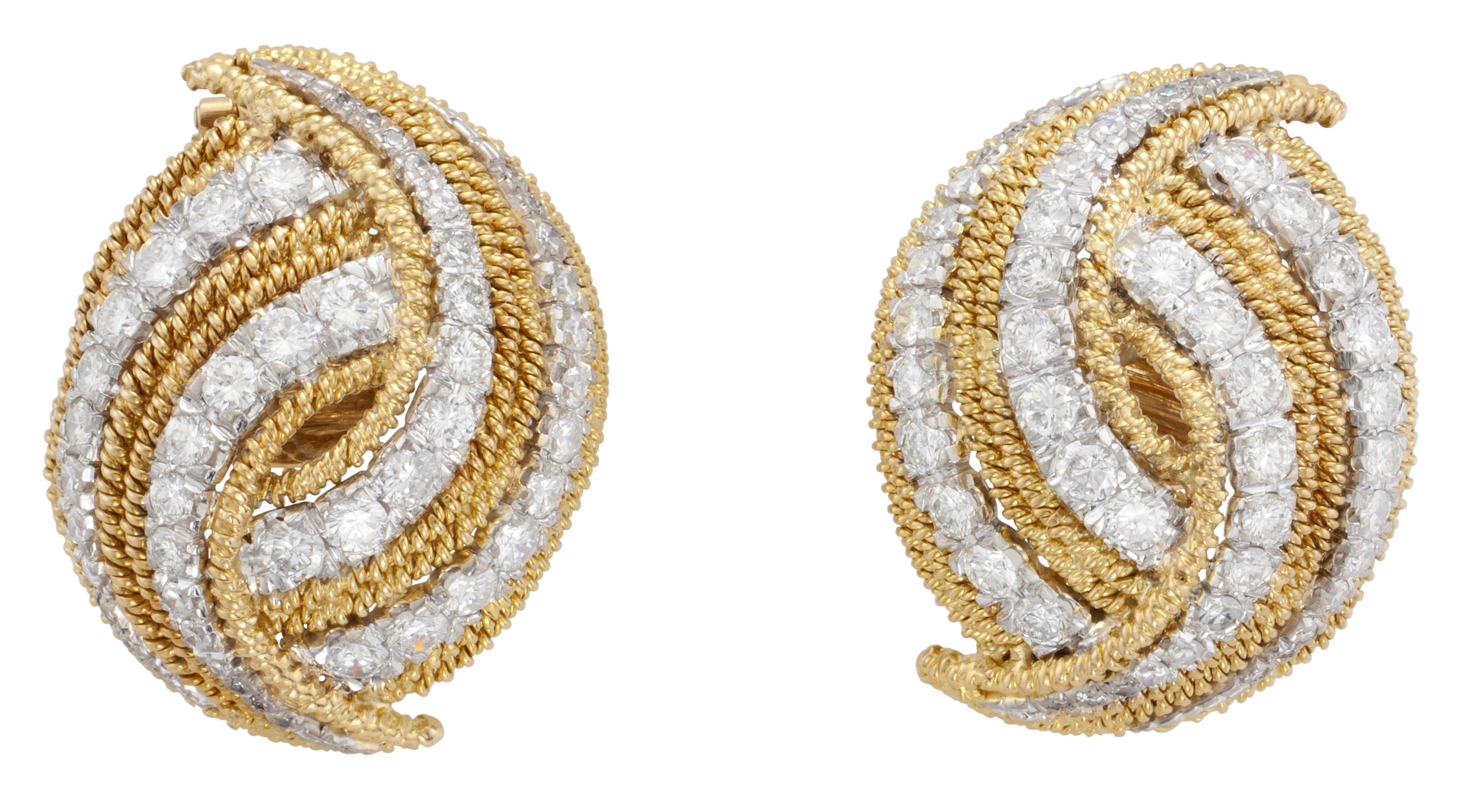 A PAIR OF DIAMOND SCROLL EAR CLIPS, BY VOURAKIS, | Christie’s