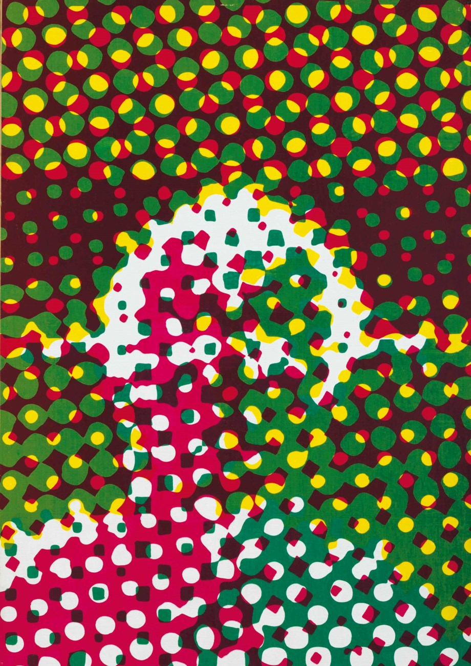ALAIN JACQUET (1939-2008) , Portrait d'Homme, vert, rouge, jaune ...