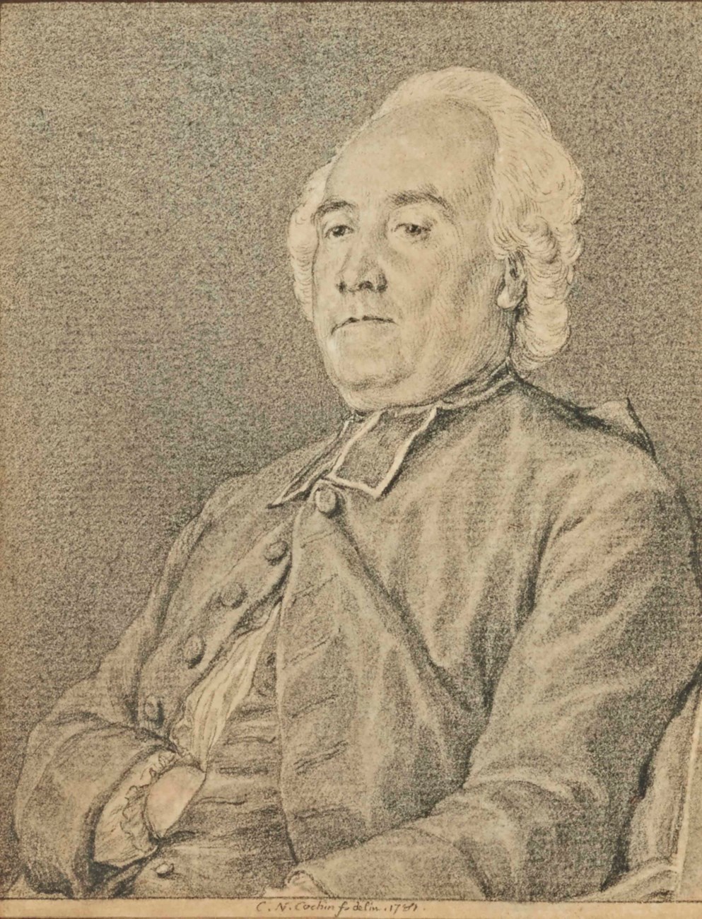 Charles-Nicolas COCHIN (Paris 1715-1790) , Portrait de l'abbé Marie ...