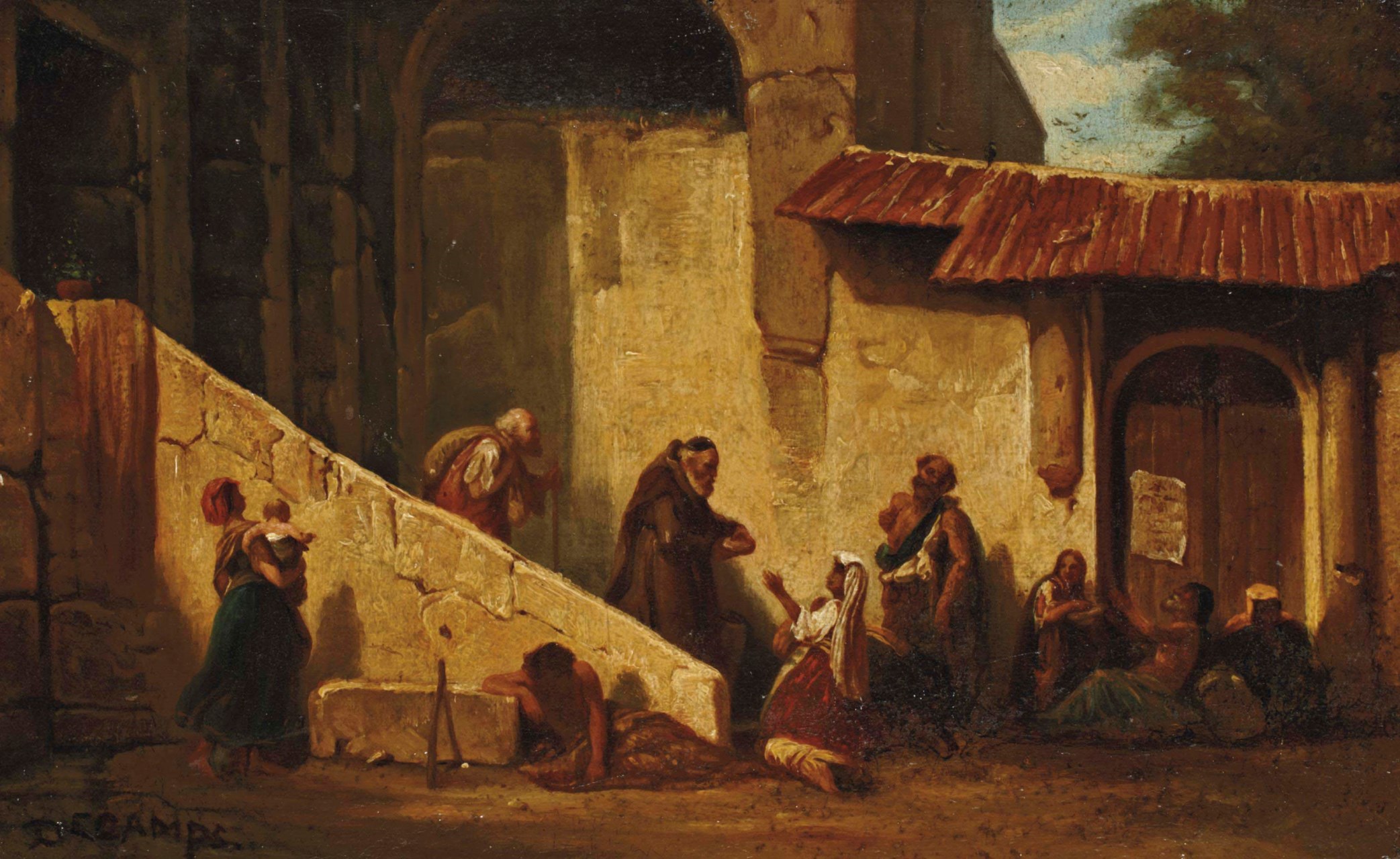 ALEXANDRE-GABRIEL DECAMPS (PARIS 1803-1860 FONTAINEBLEAU) , Moine ...