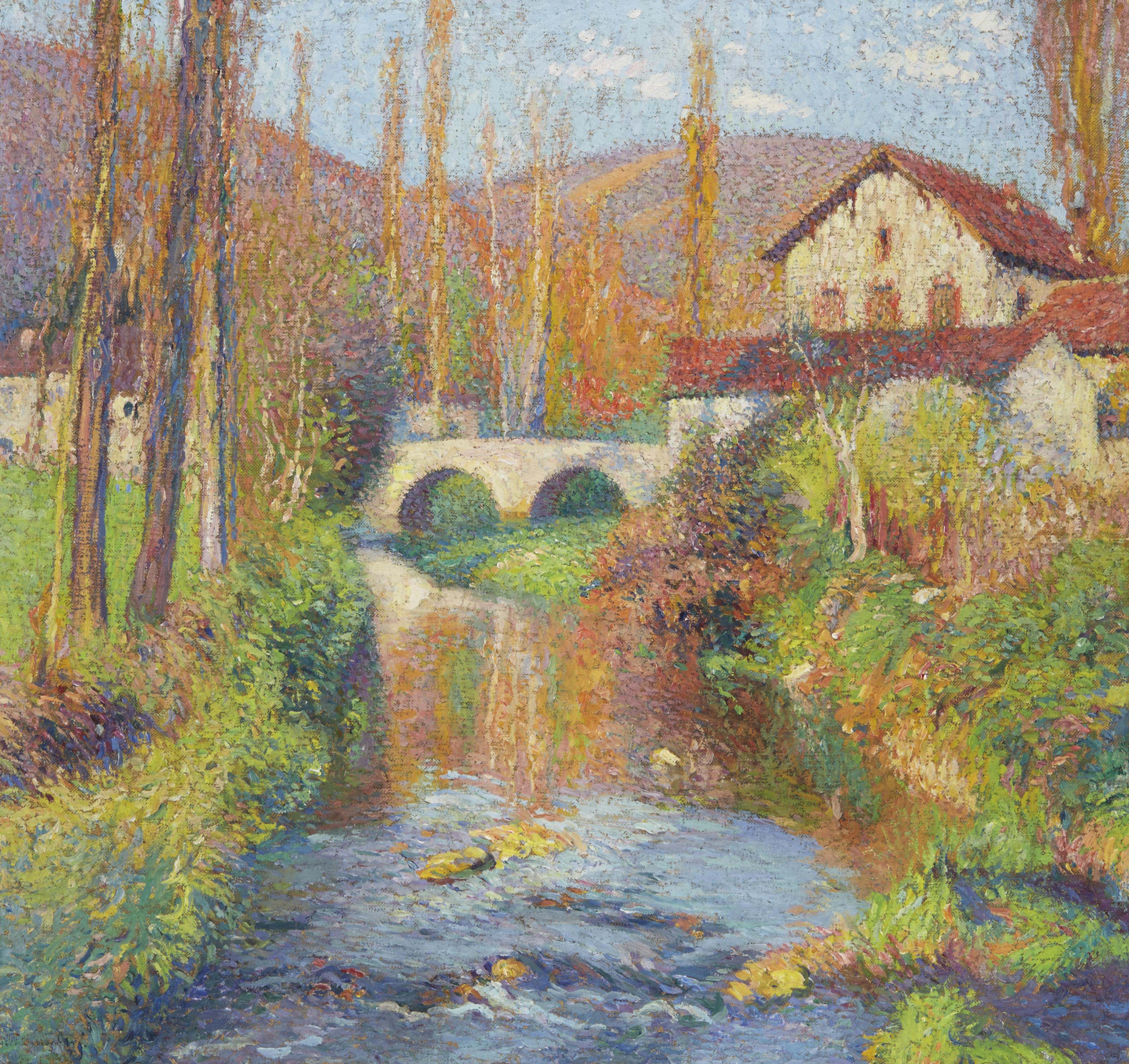 Henri Martin (1860-1943) , Le pont de Labastide-du-Vert aux Cascatelles ...
