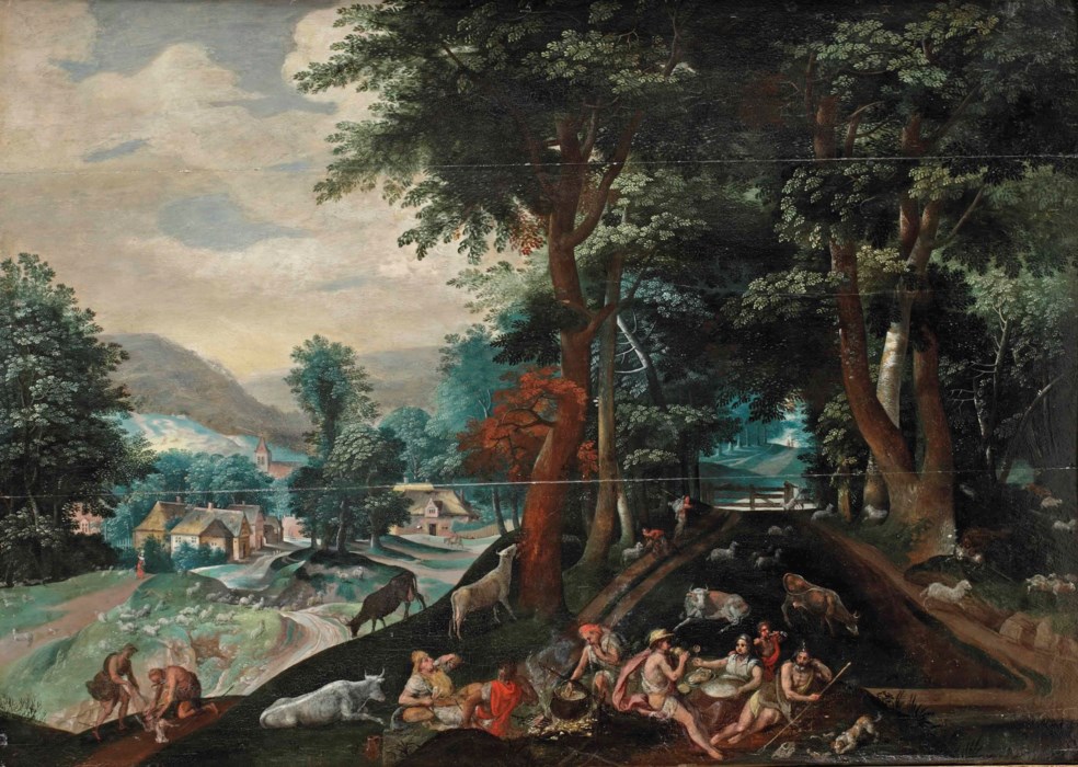 Circle of Jacob Grimmer (Antwerpen 1525/6-1589/1609) , A wooded ...