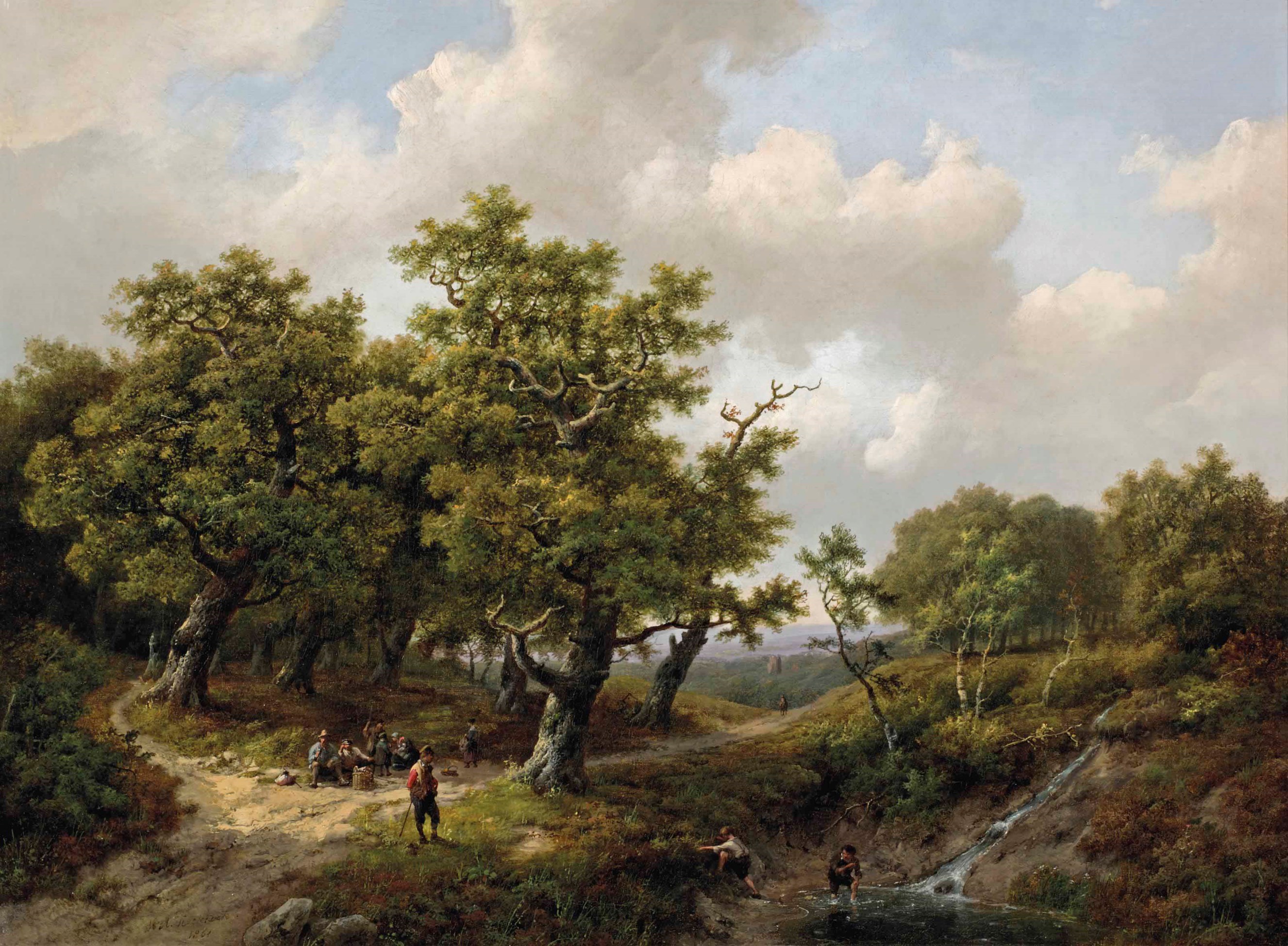 Marinus Adrianus Koekkoek (Middelburg 1807-1868 Amsterdam) , A wooded ...
