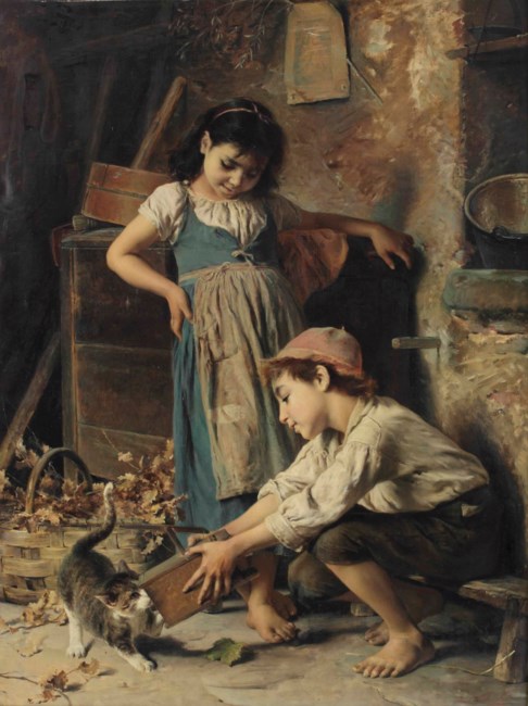 Luigi Bechi (Florence 1830-1919) , Playtime | Christie's