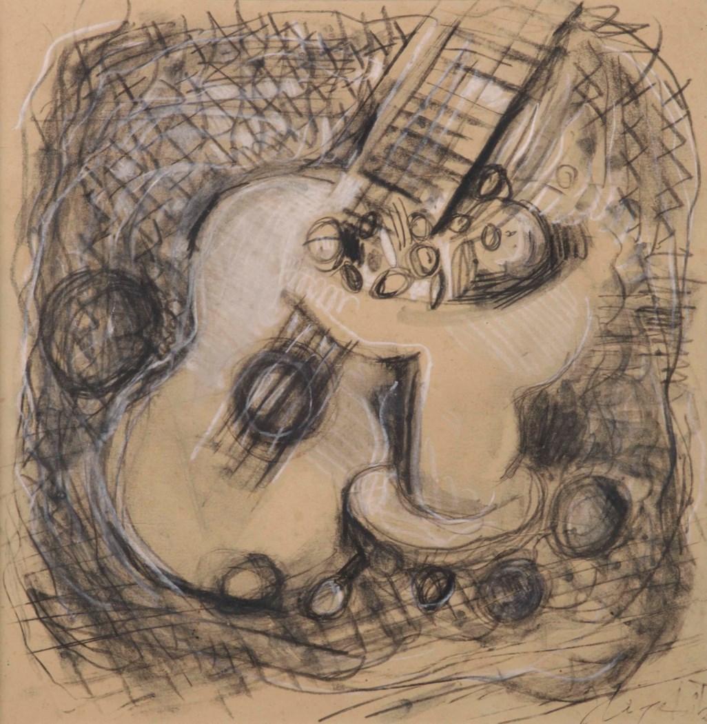 Jacques Lipchitz (1891-1973) , Still life with guitar and fruit in a ...