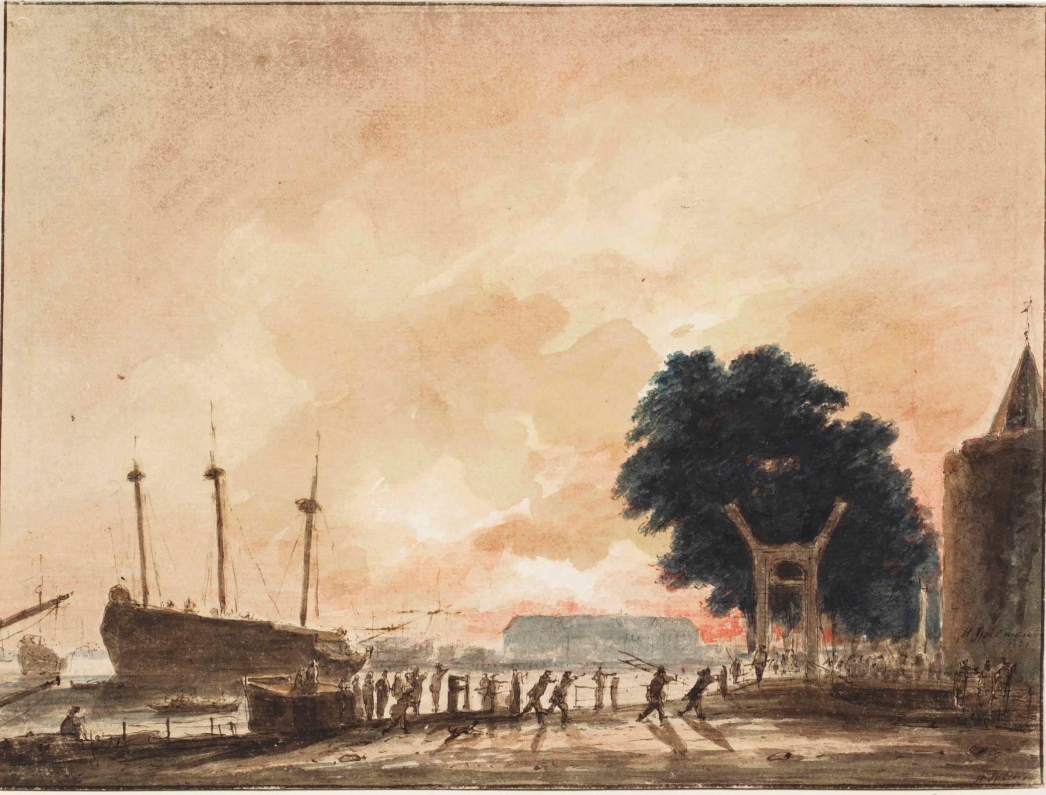 Hendrik Spilman (Amsterdam 1721-1784 Haarlem) , The fire at the ...
