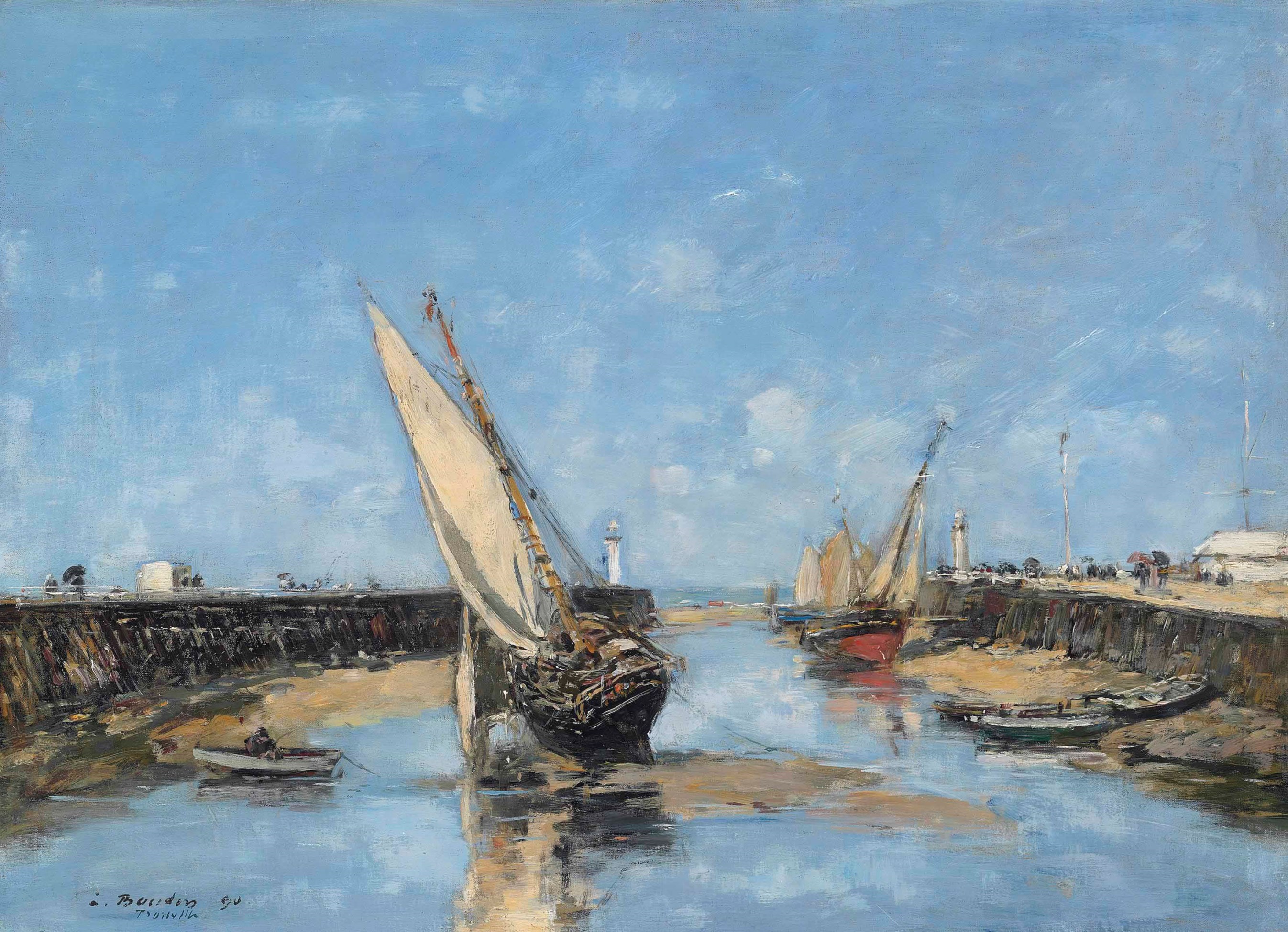 Eugène Boudin (1824-1898), Trouville. Les jetées. Marée basse | Christie's