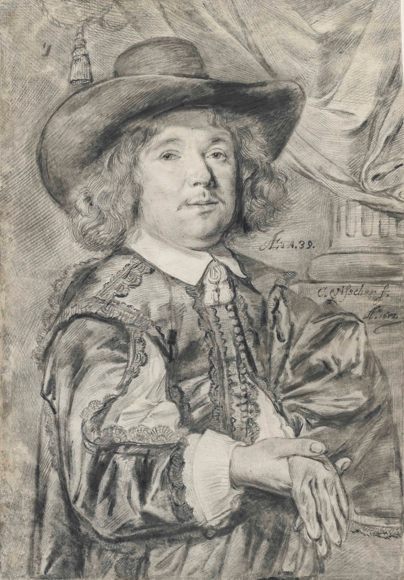 Cornelis Visscher (Haarlem 1628-1658 Amsterdam), Portrait of a ...