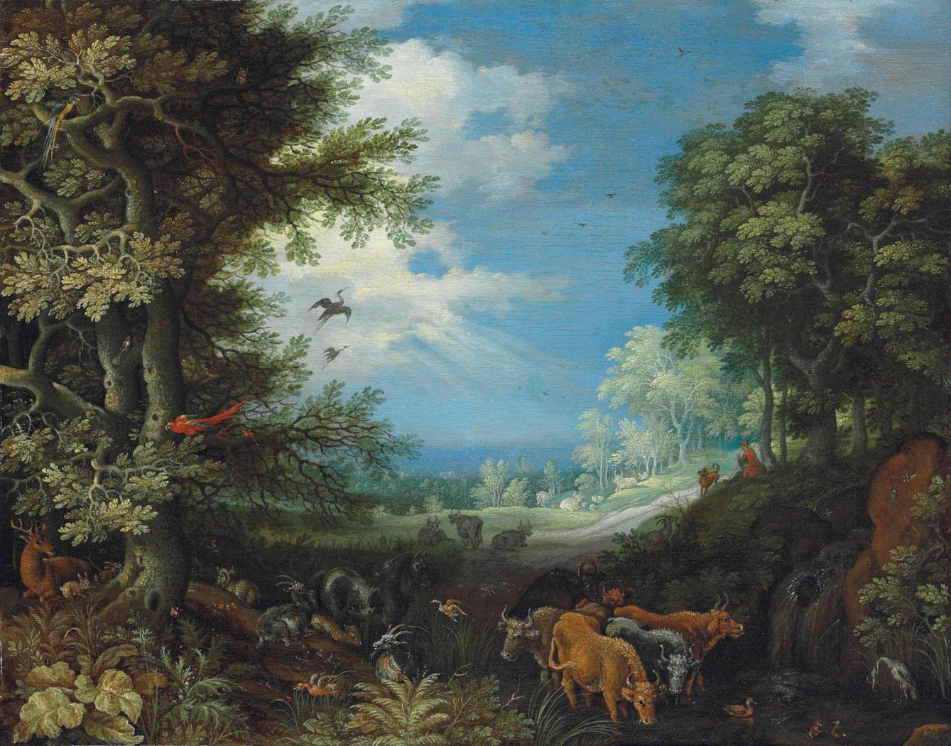 Roelandt Savery (Kortrijk 1576-1639 Utrecht), A wooded landscape with ...