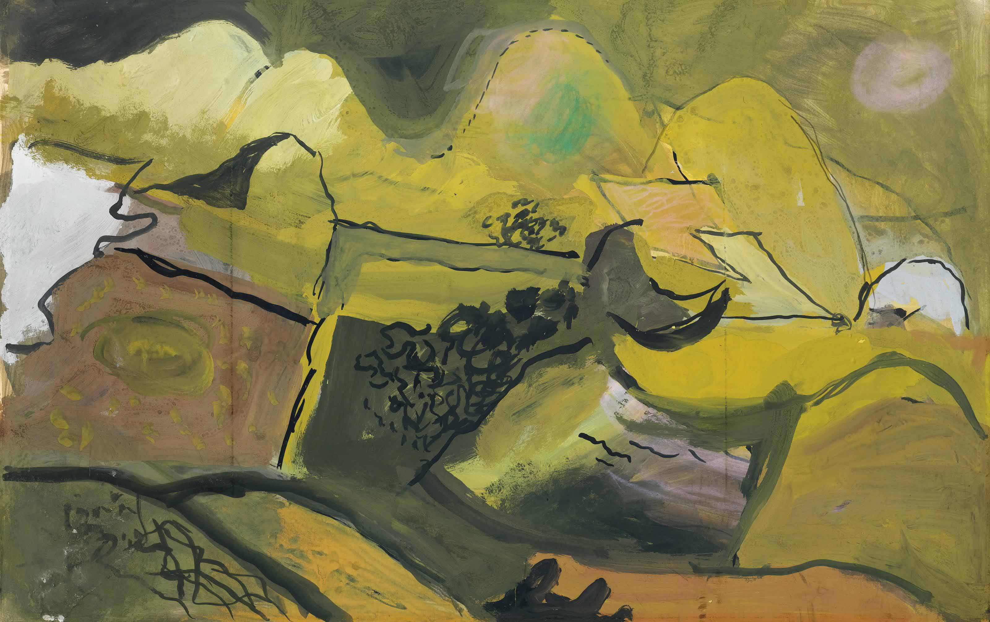 Graham Sutherland, O.M. (1903-1980) , Landscape, Green, Pink and Brown ...