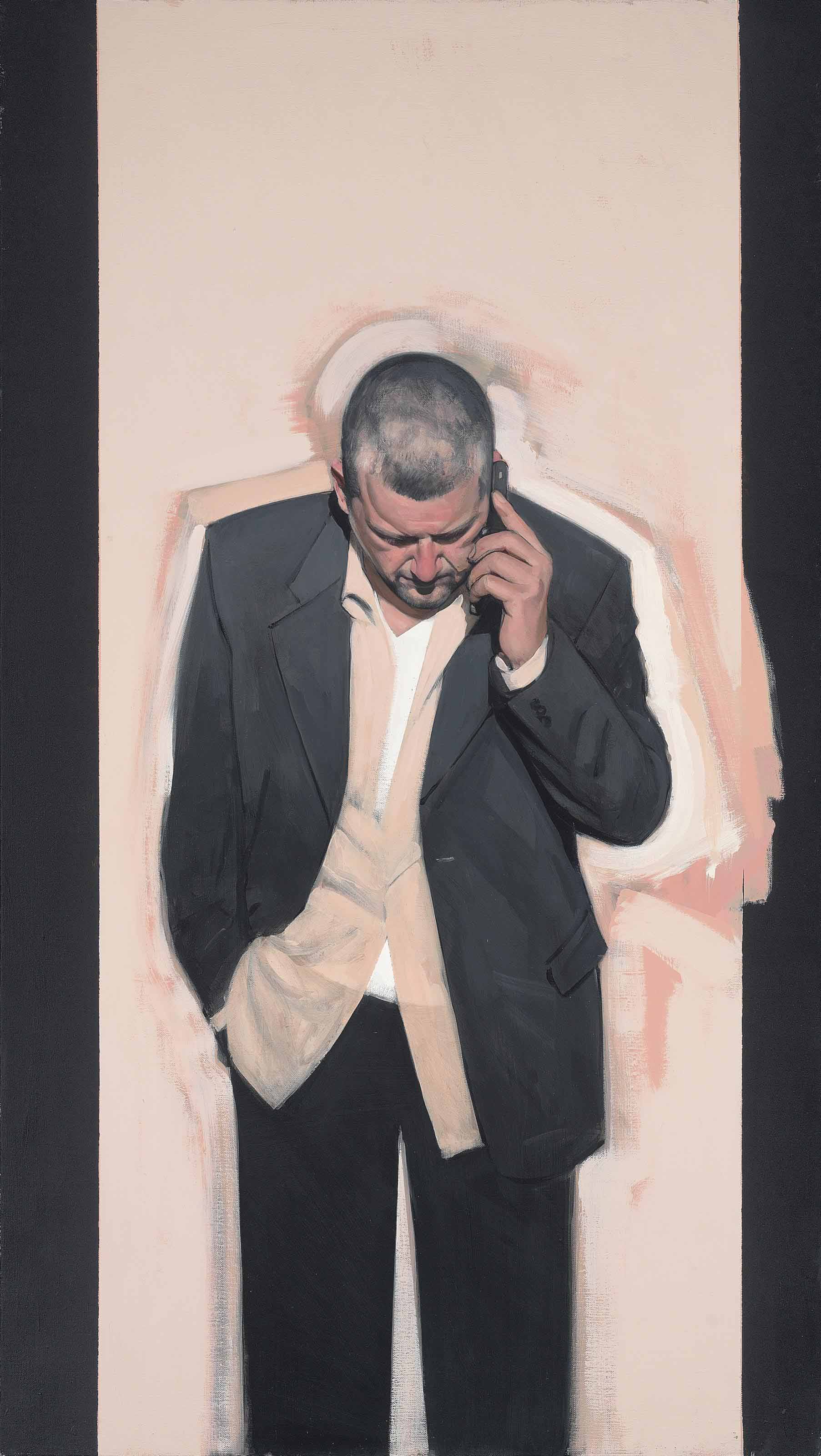 Stephen Conroy (b. 1964) , Self-Portrait with Phone | Christie's