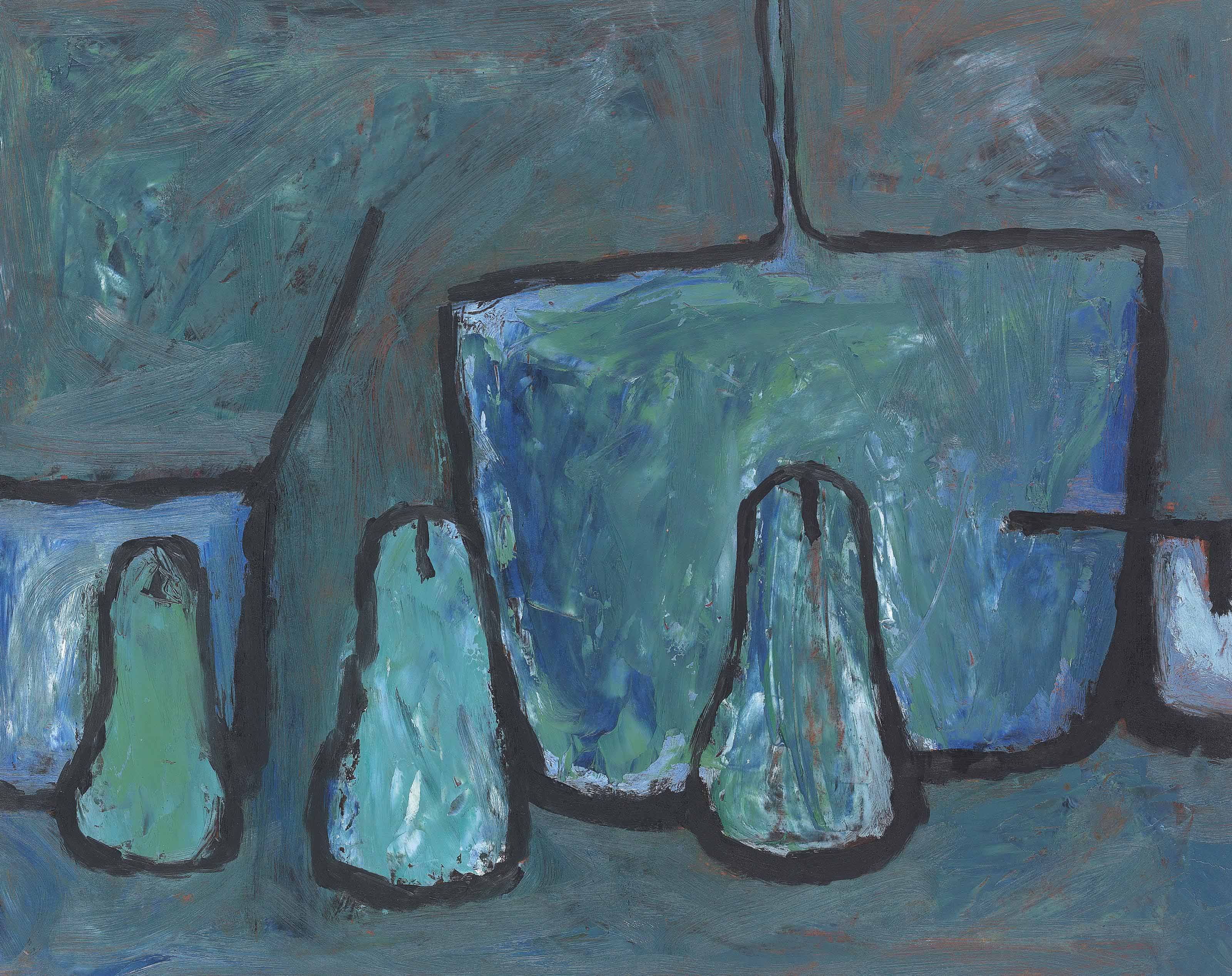 William Scott, R.A. (1913-1989) , Blue Pot and Three Pears | Christie's