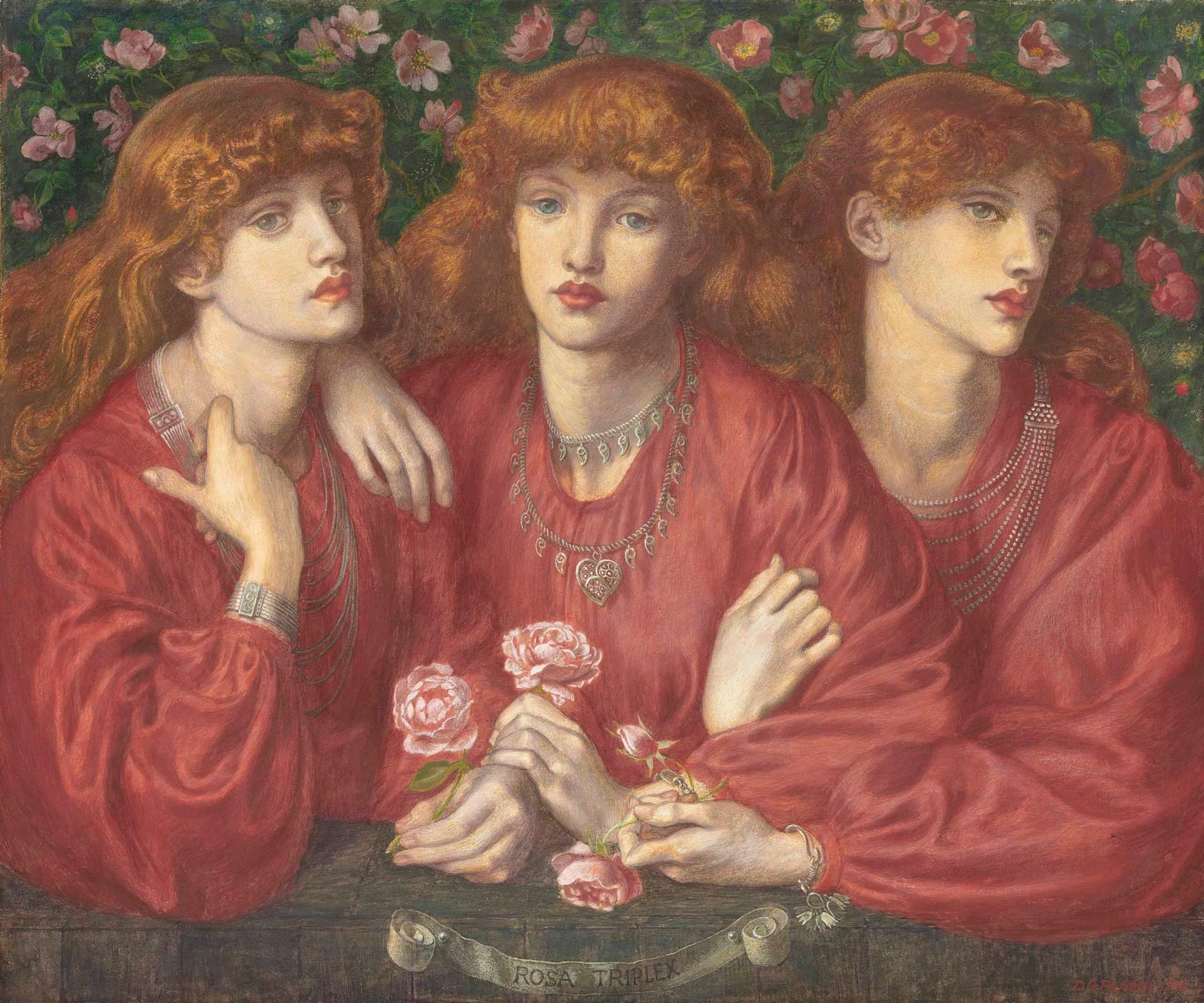 Dante Gabriel Rossetti (1828-1882), Rosa Triplex: A triple portrait of ...