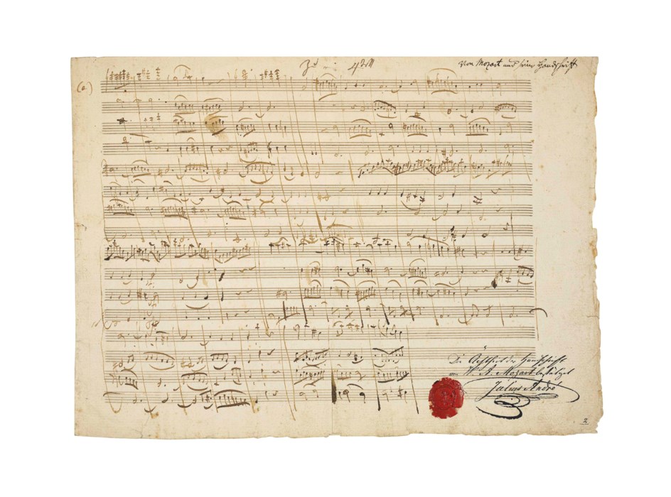 MOZART, Wolfgang Amadeus (1756-1791). Autograph music manuscript, 6 ...