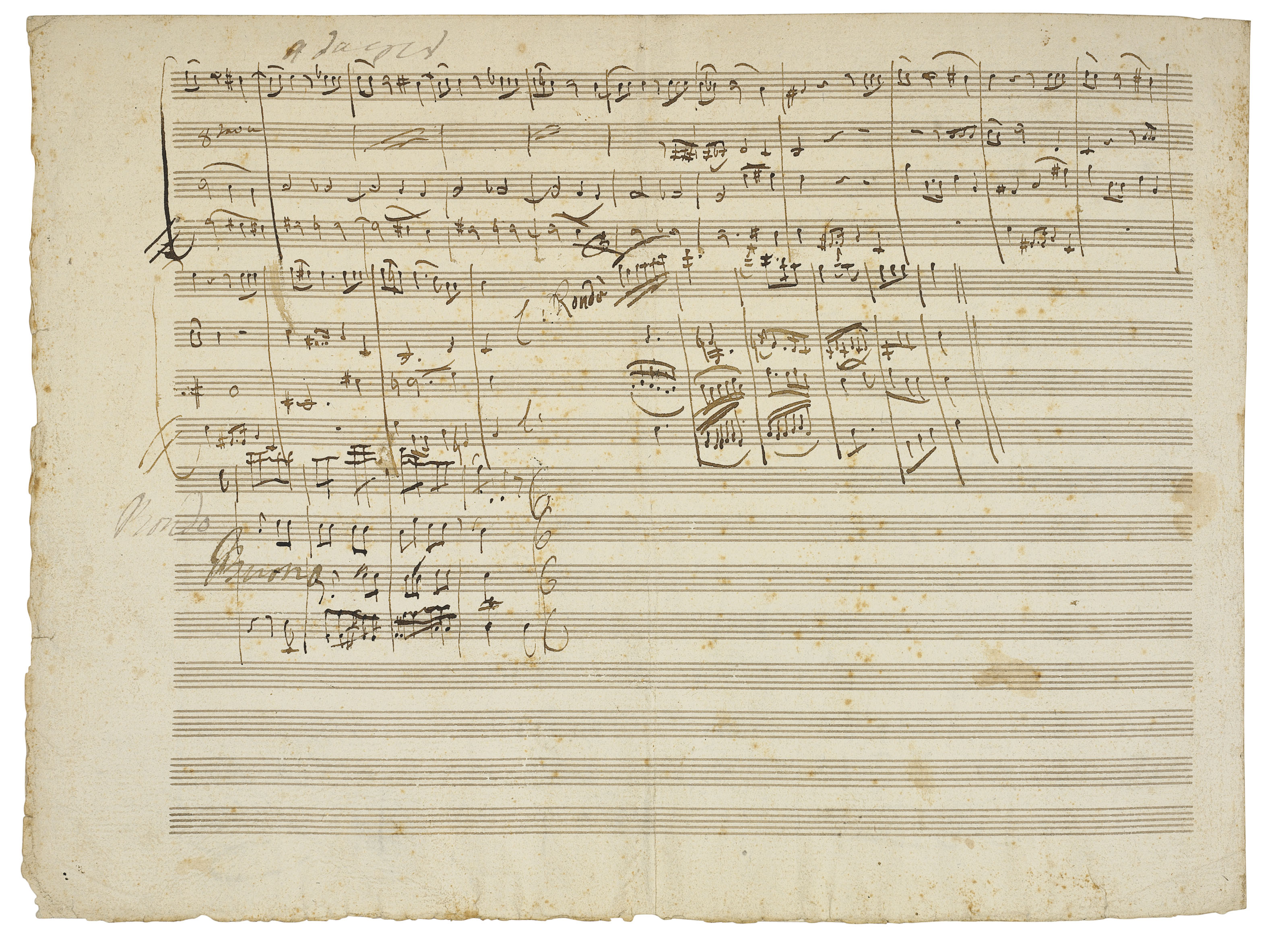 MOZART, Wolfgang Amadeus (1756-1791). Autograph music manuscript, 6 ...
