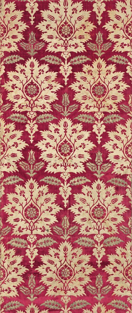 A SILK AND METAL-THREAD PANEL, BURSA, OTTOMAN TURKEY, 17TH CENTURY ...