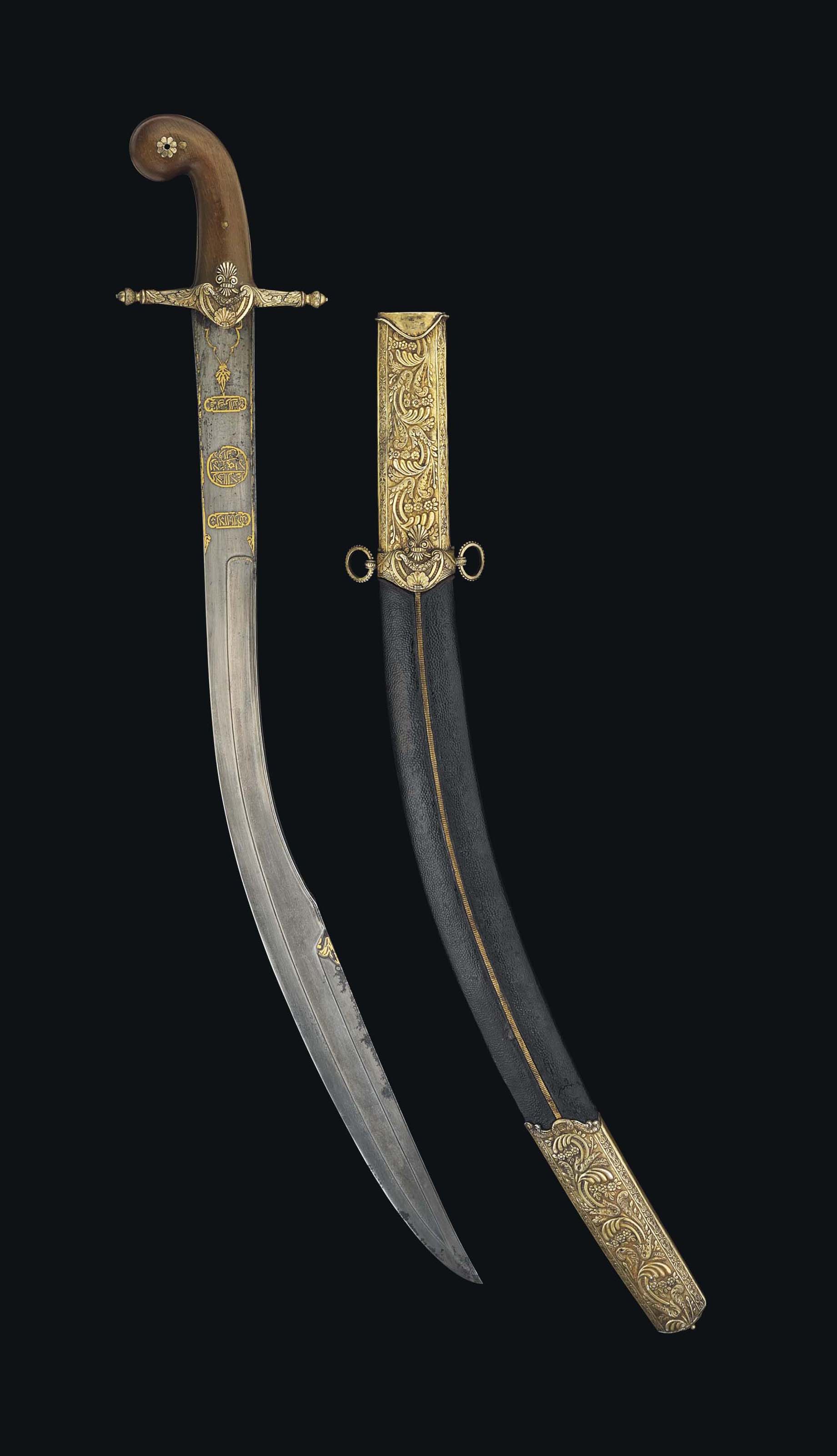 AN IMPORTANT CURVED SWORD (KILIJ) WITH SILVER-GILT FITTINGS , OTTOMAN ...