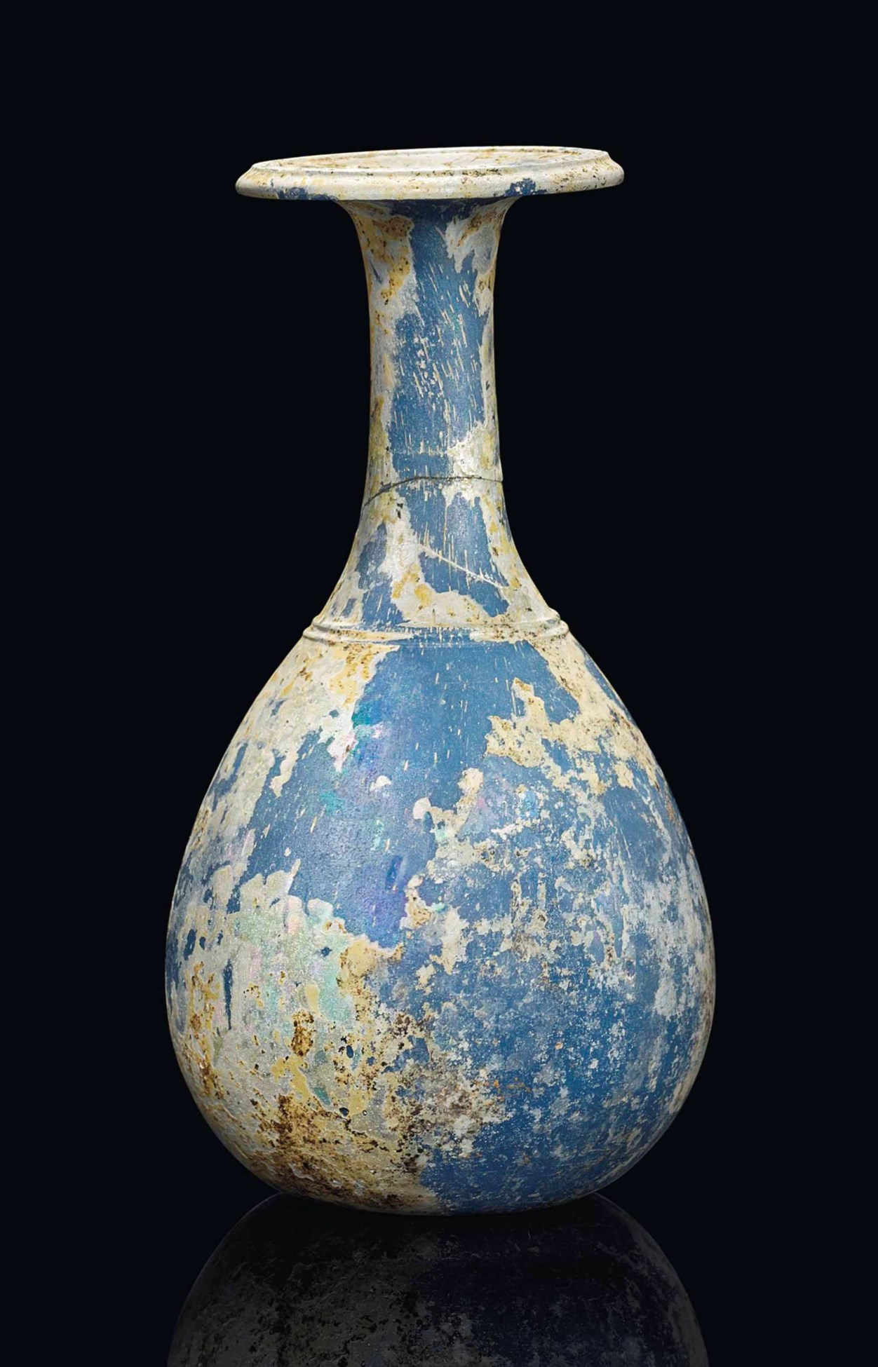 A ROMAN BLUE GLASS BOTTLE
