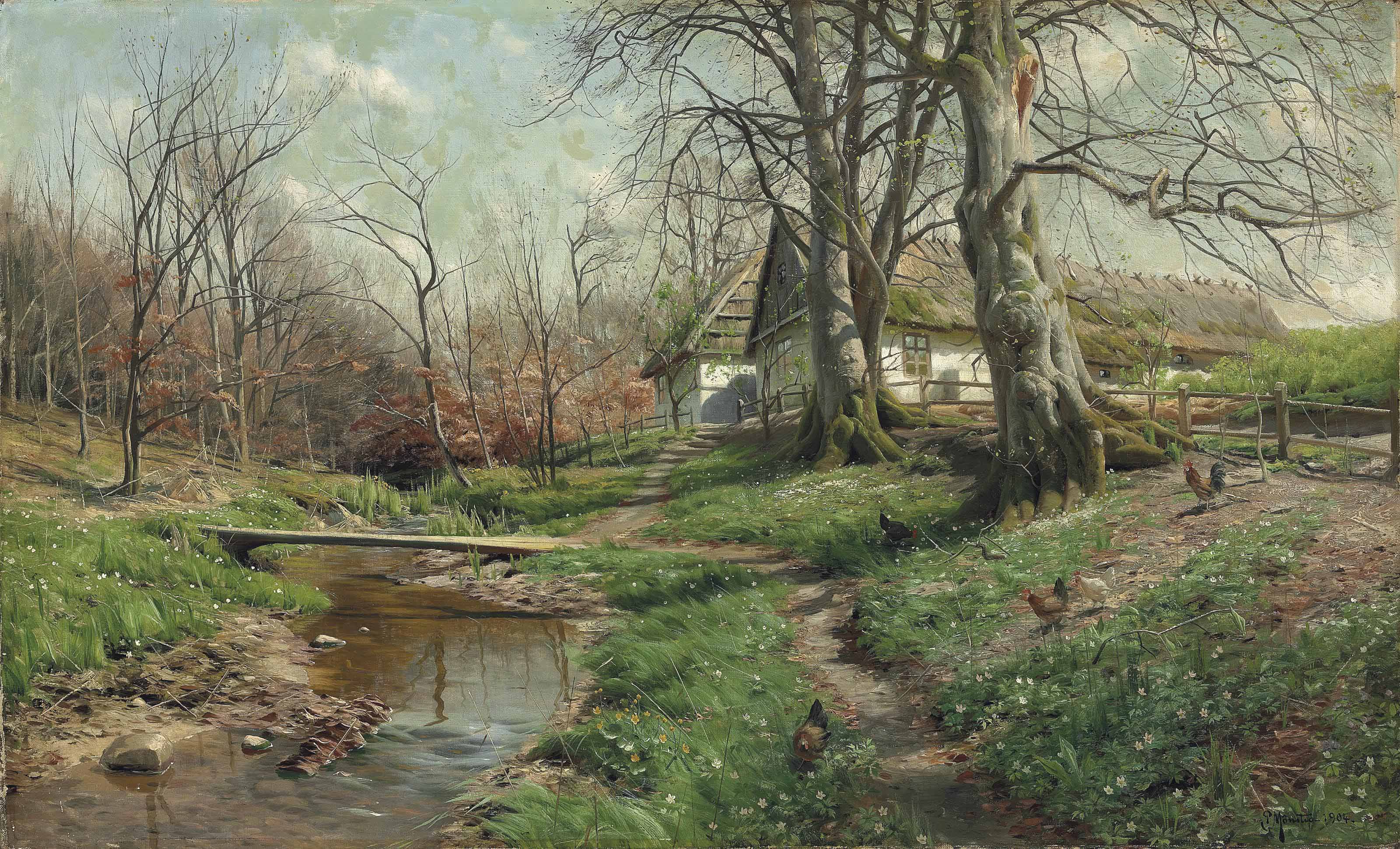 Peder Mork Mönsted (Danish, 1859-1941) , Farmstead by a river | Christie's
