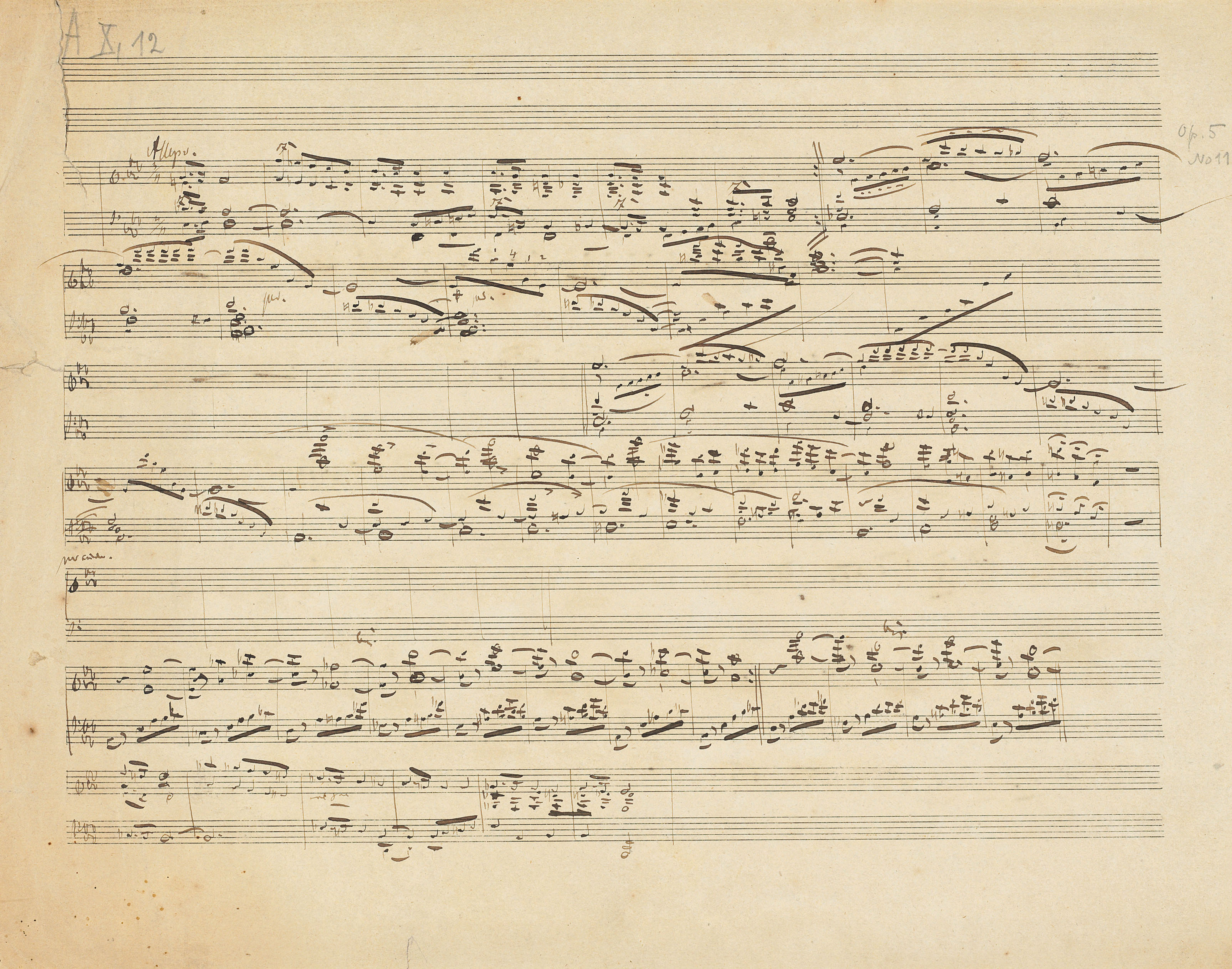 SCHUMANN, Robert (1810-1856). Autograph music manuscript, sketchleaf ...