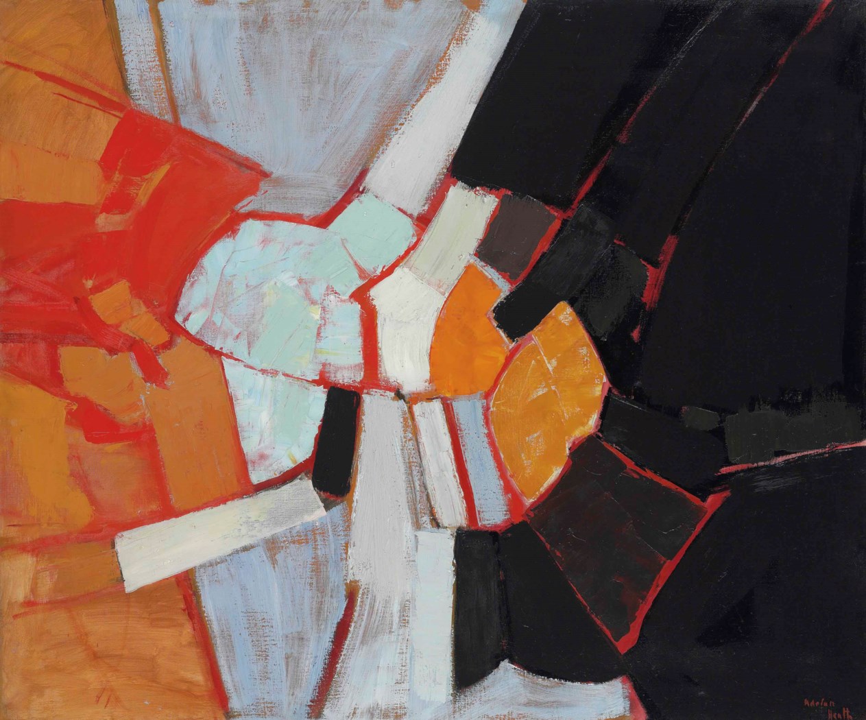 Adrian Heath (1920-1992), Composition (Black, Orange & Red) | Christie's