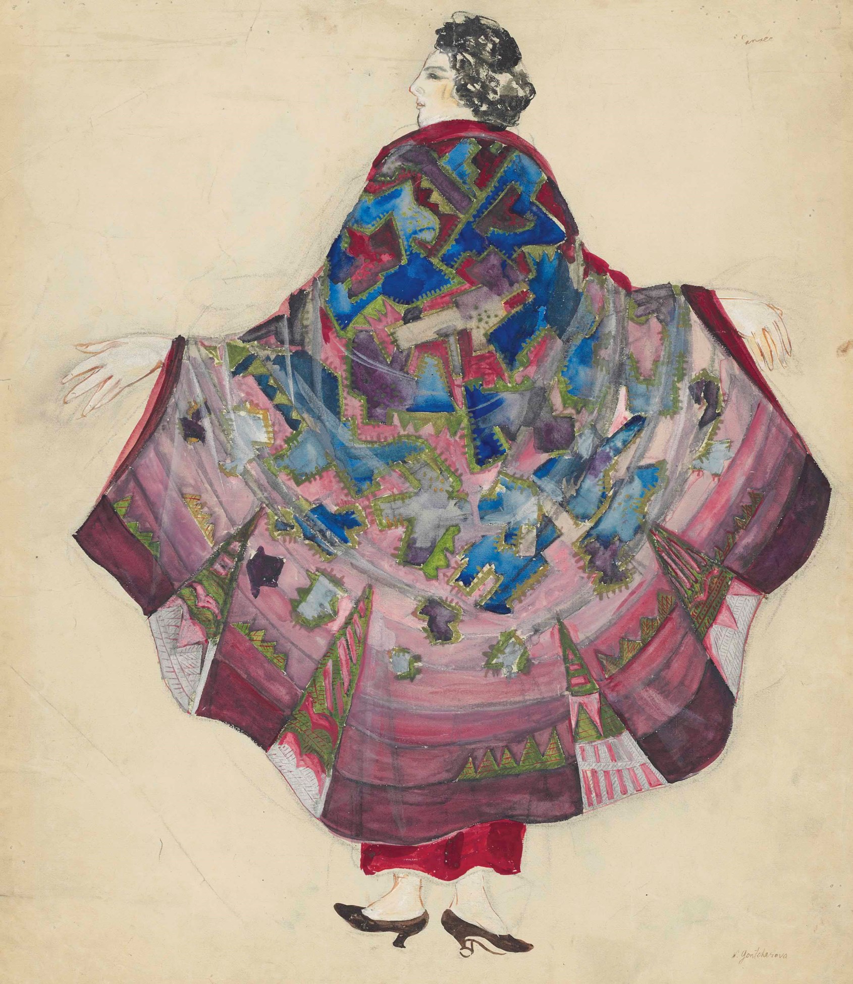 Natalia Goncharova (1881-1962), Fashion design for an evening dress ...