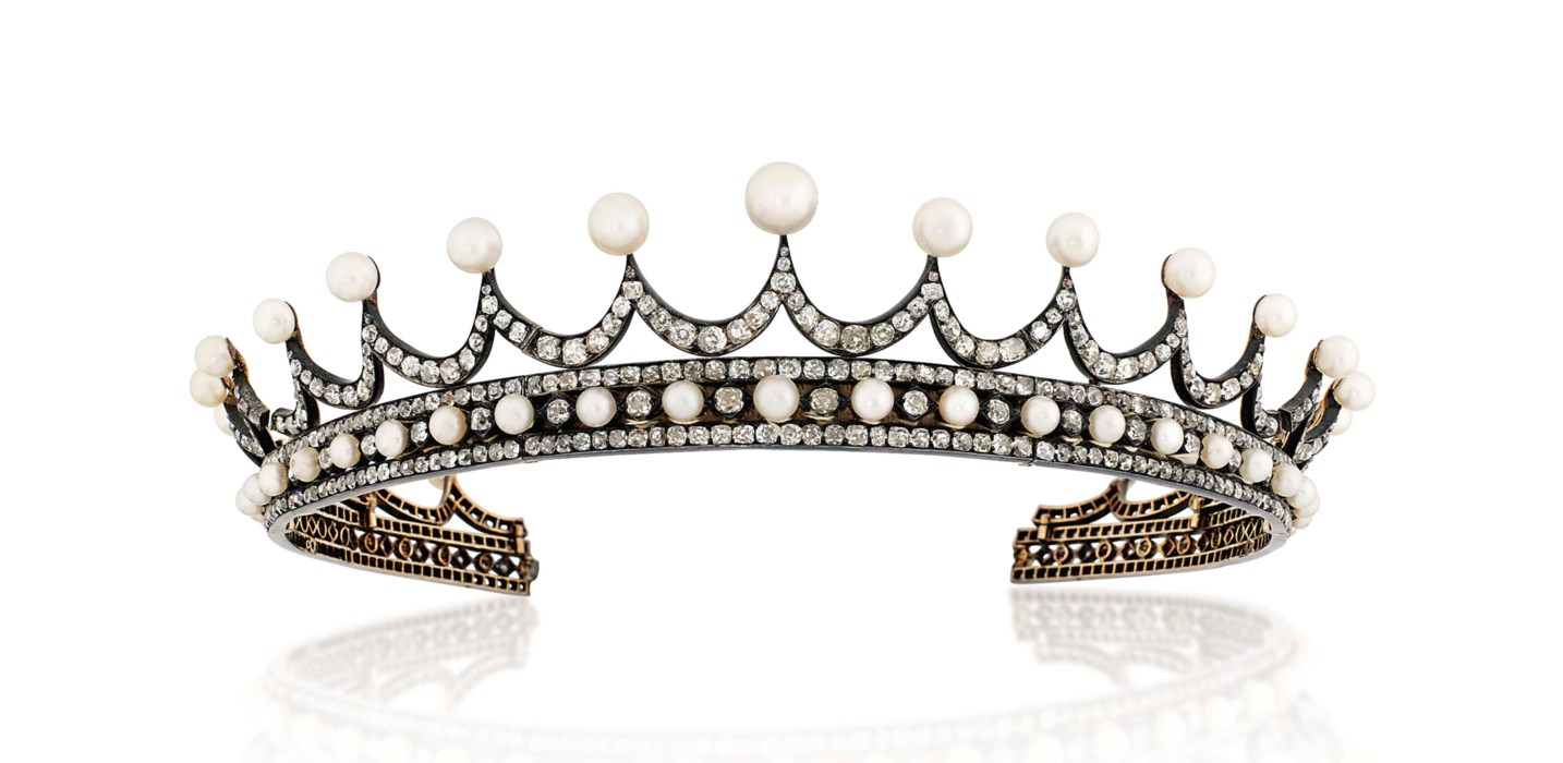 A LATE 19TH CENTURY NATURAL PEARL AND DIAMOND TIARA | Christie's