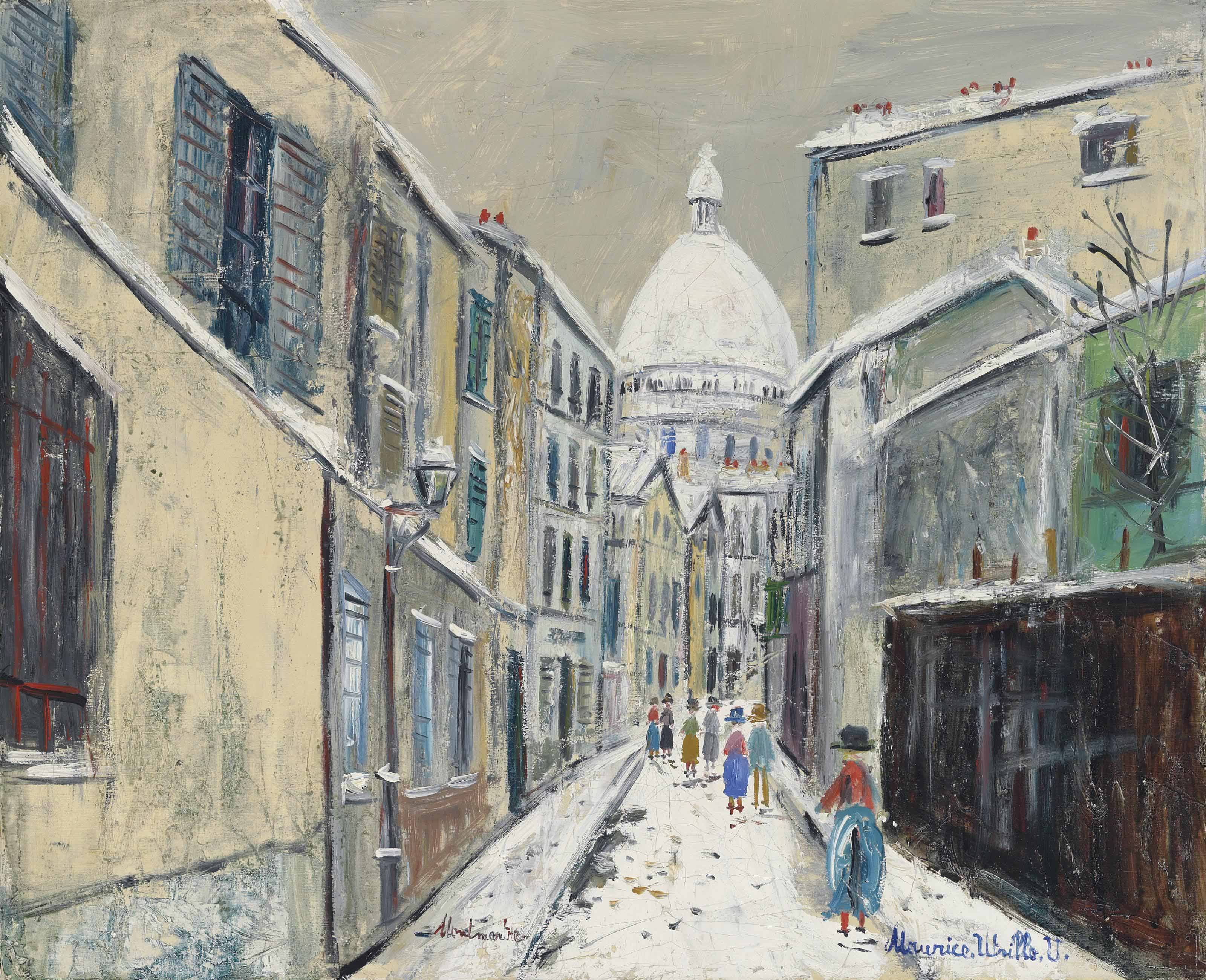 Maurice Utrillo (1883-1955) , Rue Saint-Rustique à Montmartre, sous la ...