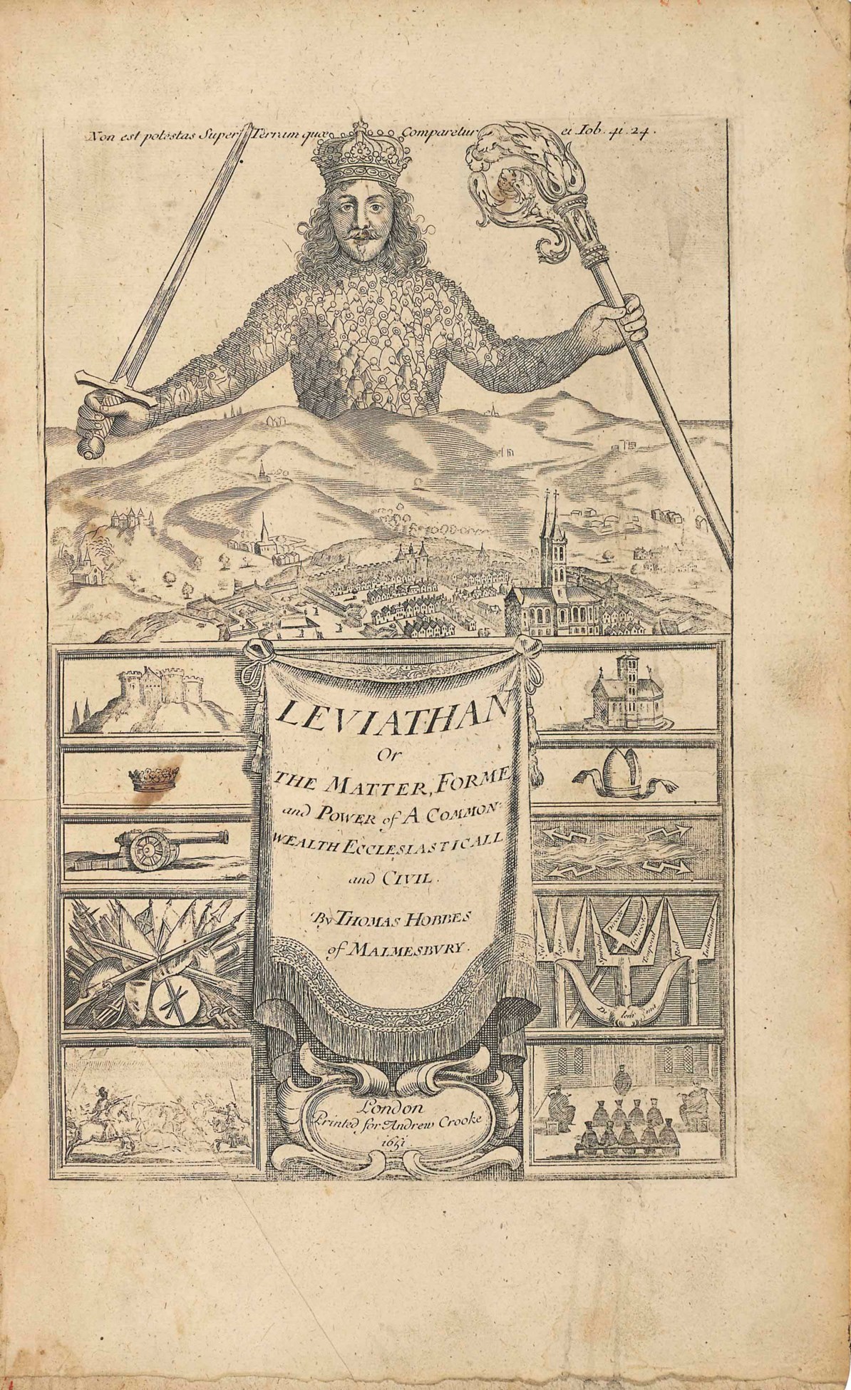 HOBBES, Thomas (1588-1679). Leviathan, or the Matter, Forme, and Power ...