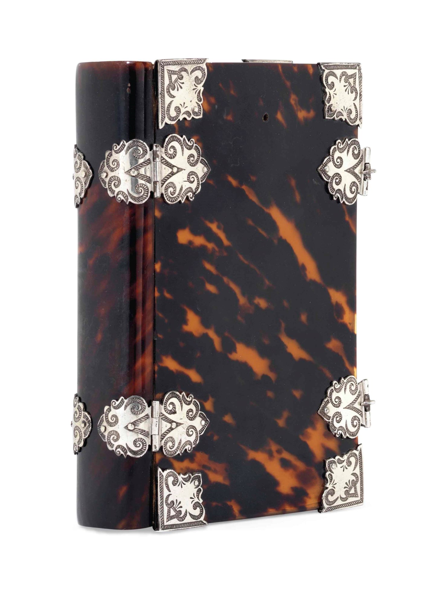 A DUTCH SILVER-MOUNTED TORTOISESHELL BOOK BINDING