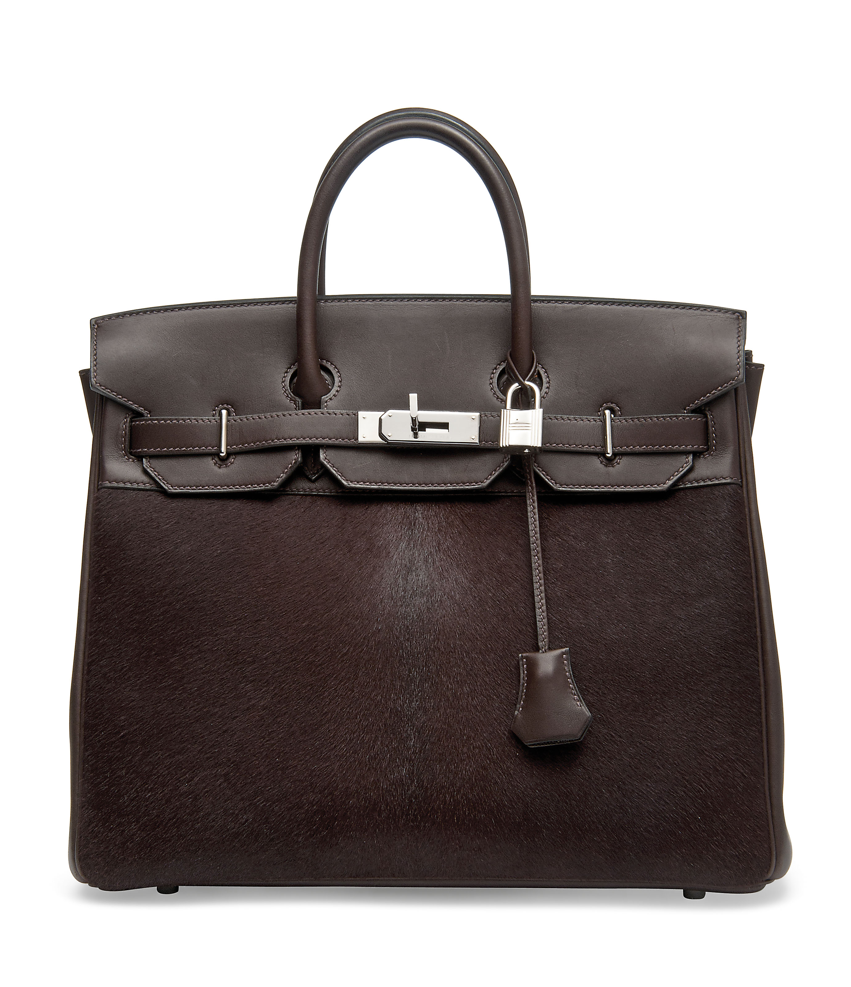 A CHOCOLATE BROWN LEATHER AND PONYSKIN HAUTE À COURROIES BAG, HERMÈS ...