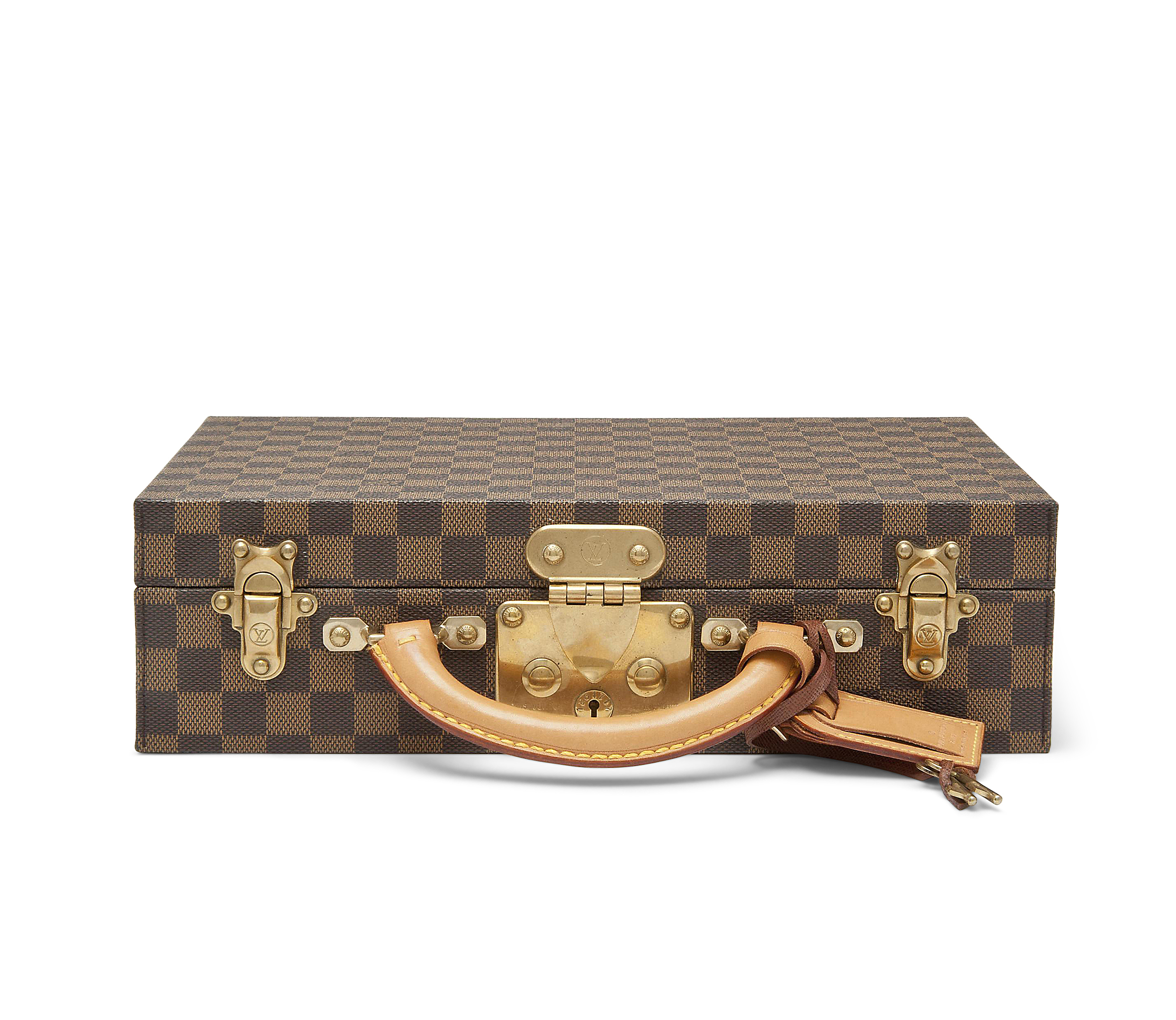 AN EBENE DAMIER CANVAS JEWELLERY BOX AND AN EBENE DAMIER CANVAS NOLITA ...