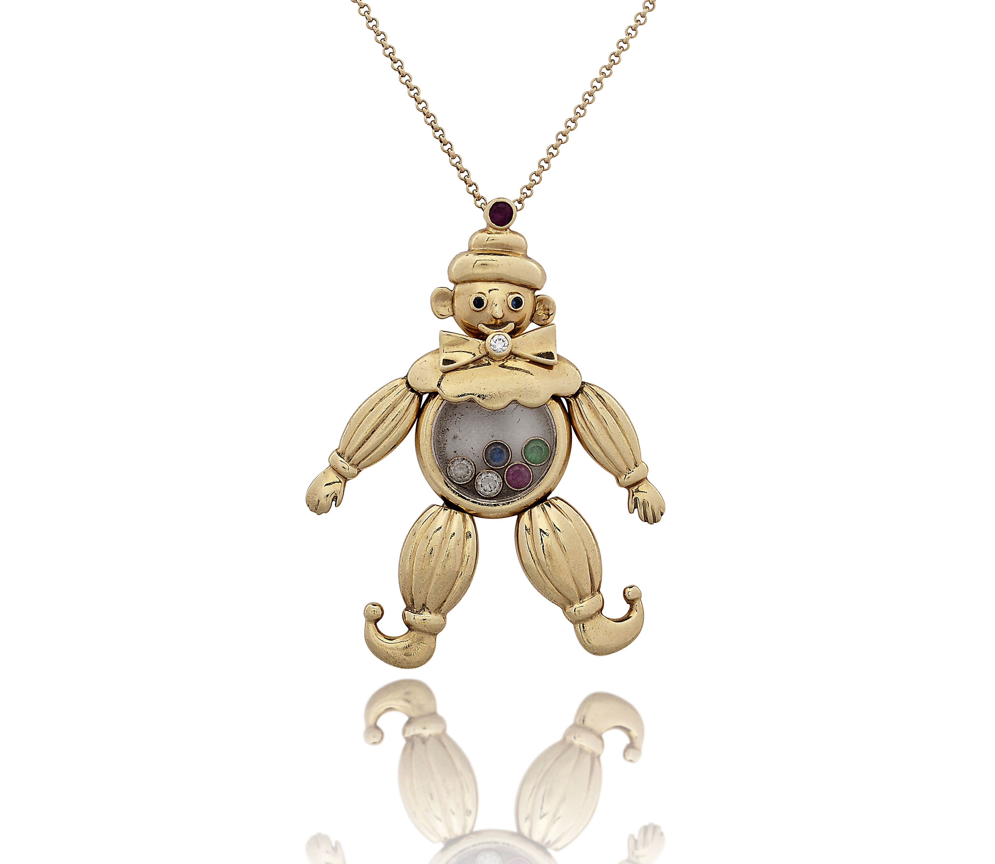 A DIAMOND AND MULTI-GEM 'HAPPY DIAMOND' CLOWN PENDANT NECKLACE, BY ...