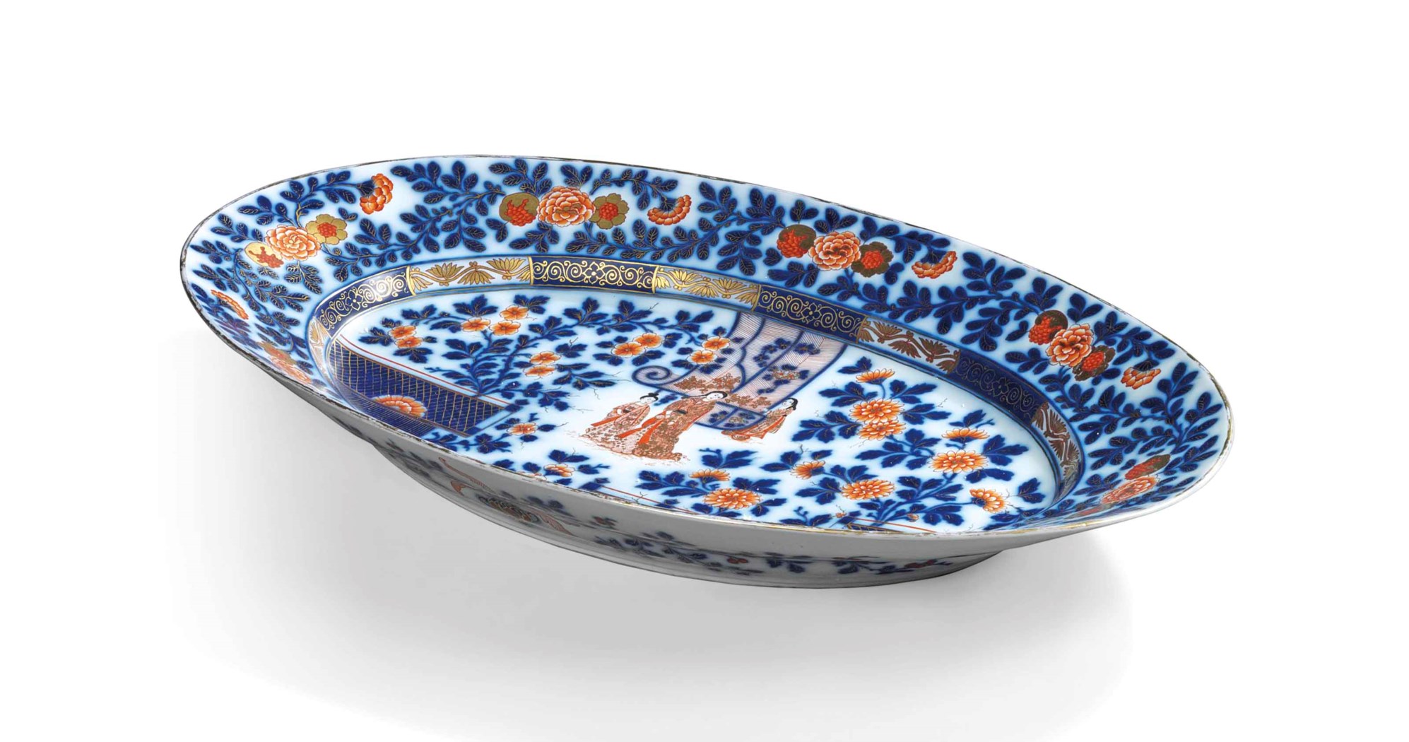 A VERY LARGE PIRKENHAMMER (FISCHER & MIEG) IMARI PATTERN MEAT DISH, MID ...