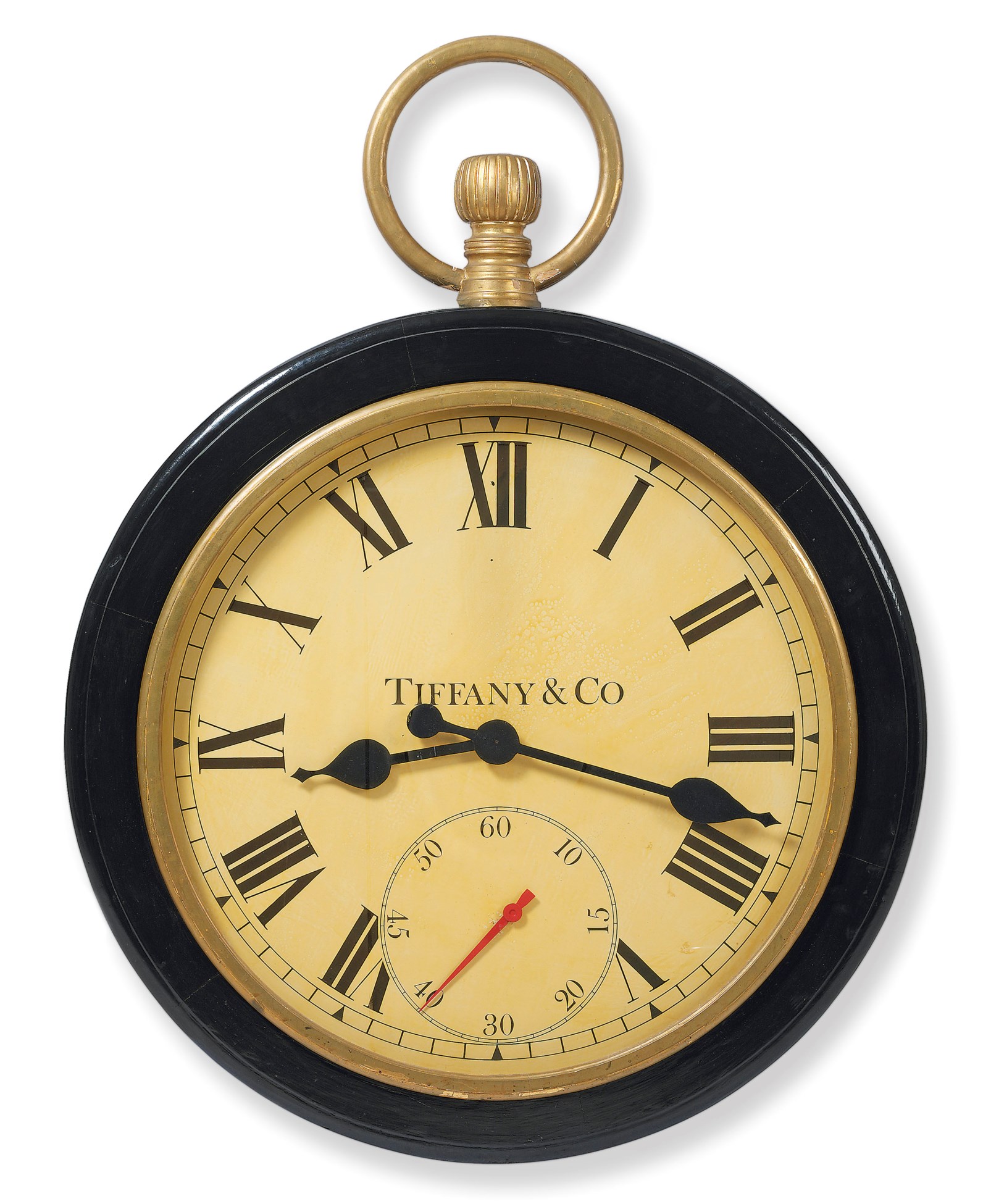 AN OVERSIZED WALL CLOCK MODELLED AS A GIANT POCKET-WATCH