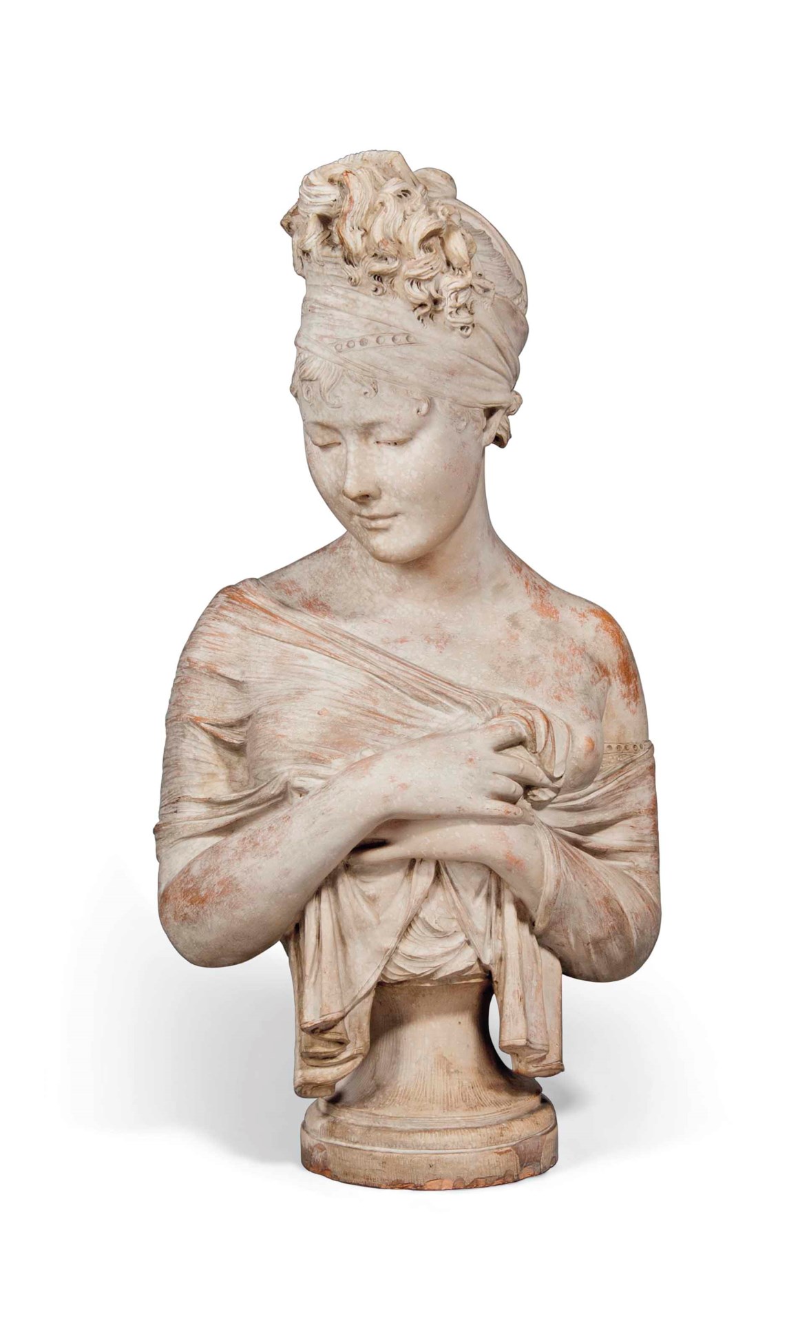 A FRENCH TERRACOTTA BUST OF MADAME RECAMIER, LATE 19TH CENTURY, AFTER ...